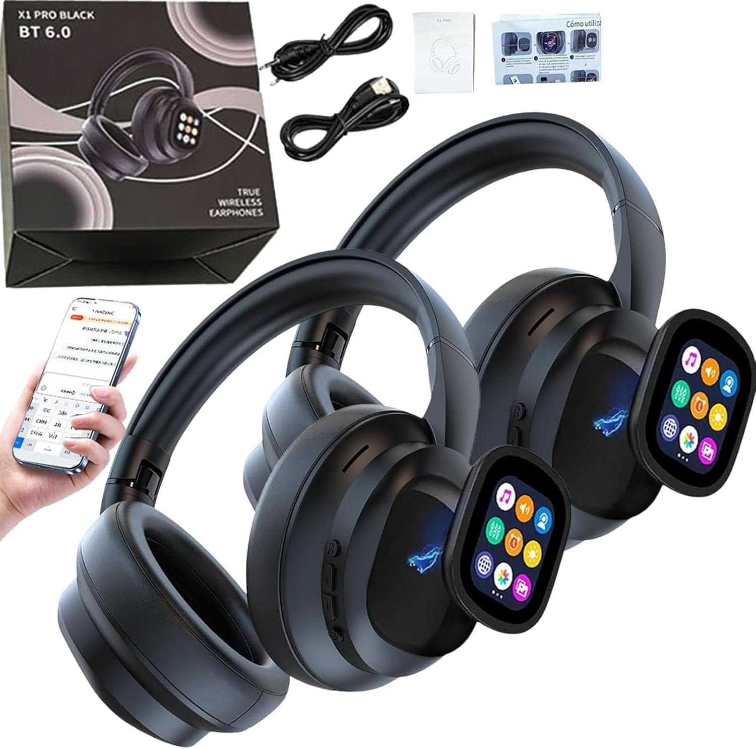 HY-X1 Pro AI Translation Wireless Headphones, with Detachable Full ...