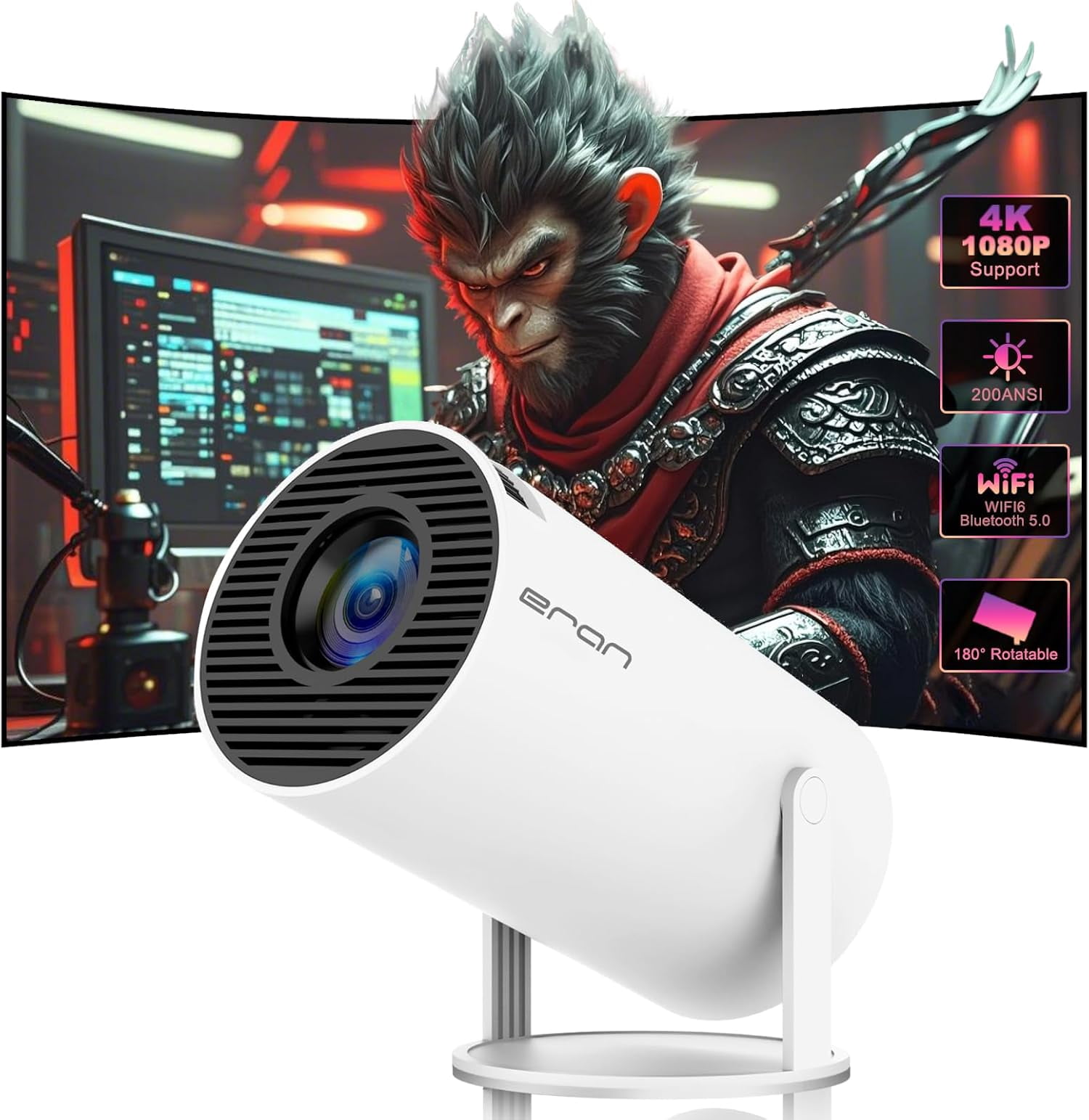 HY300 MINI Projector, Portable Projector,Support 4K 1080P with Dual ...