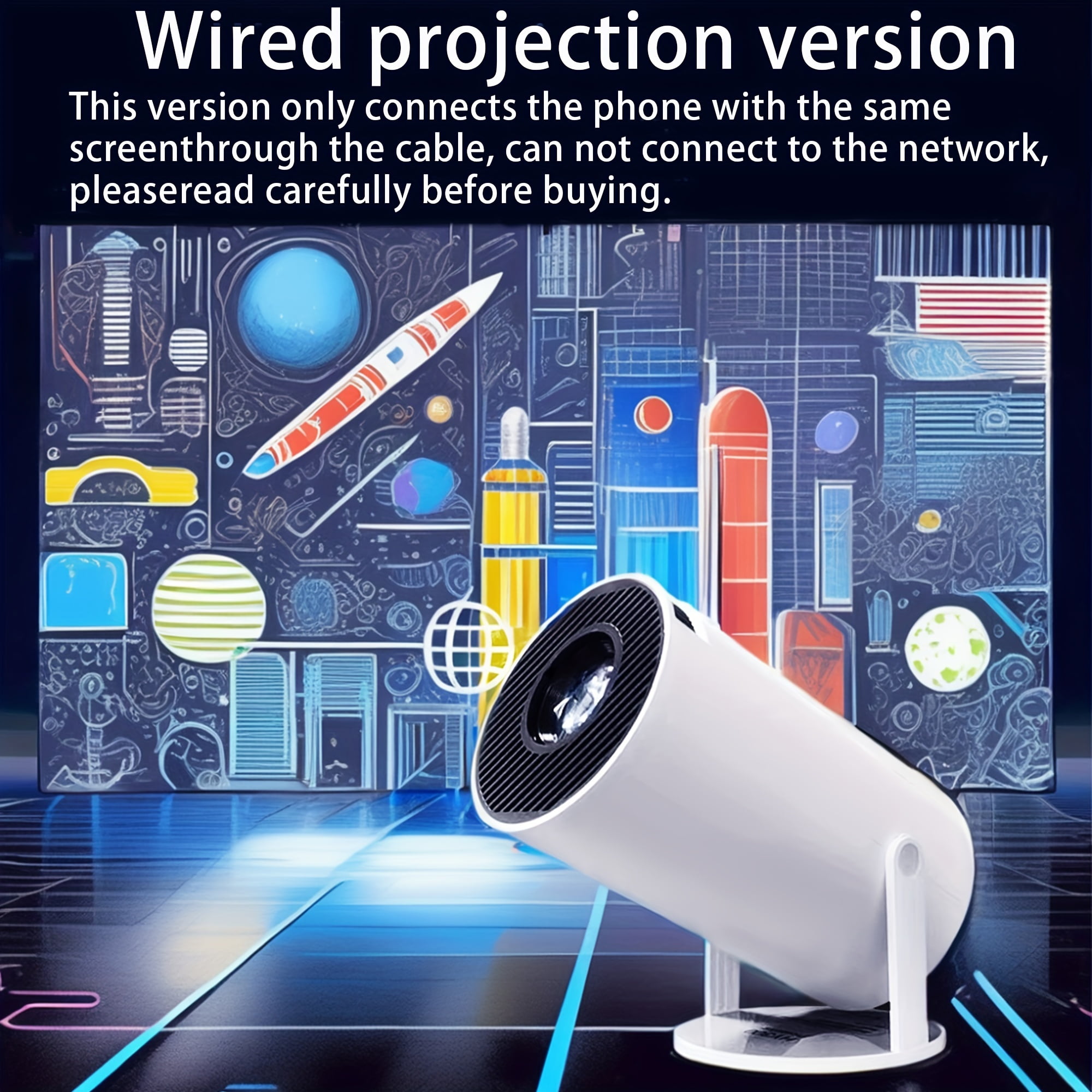 HY300 Mini Projector 4K Android 11.01080P 720 P 200ANSI Portable ...