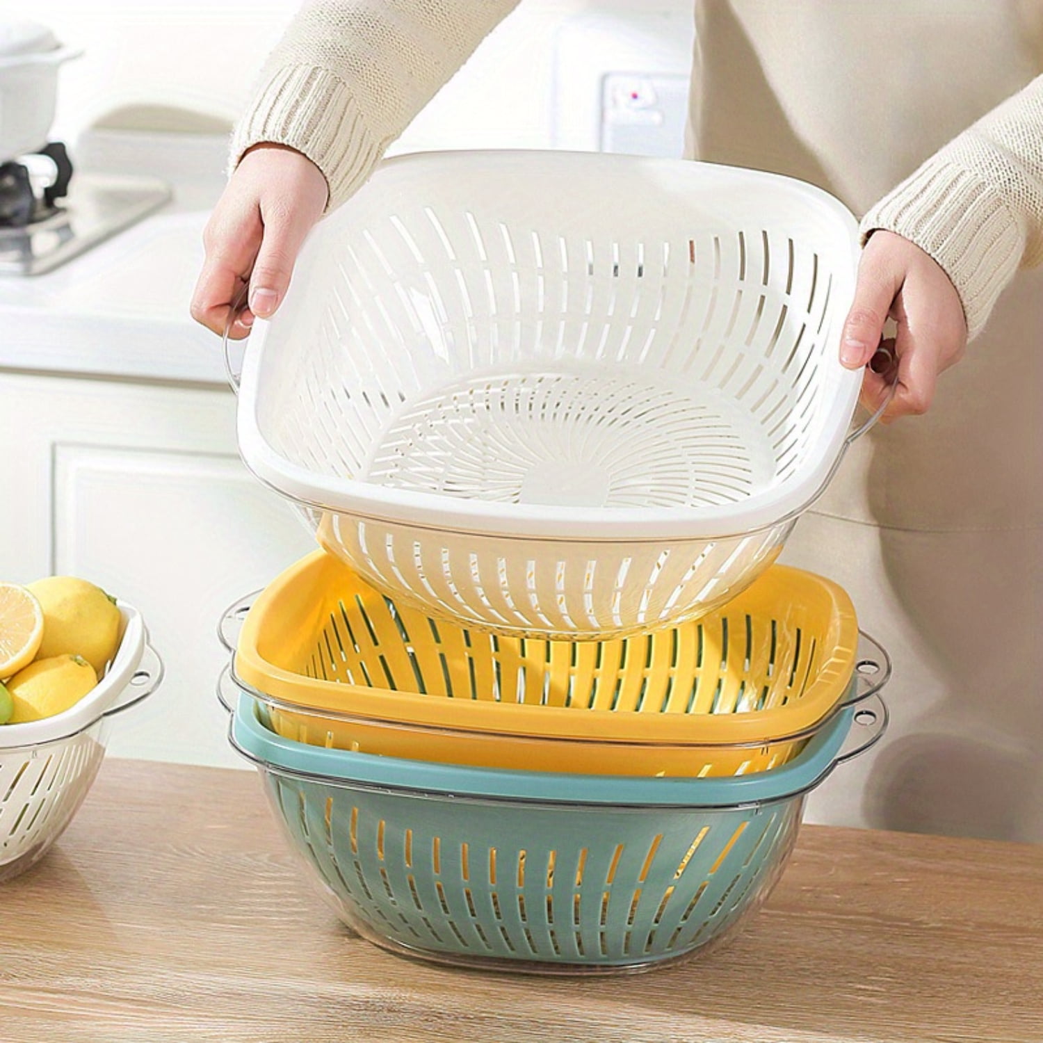 HYCGKJ Contemporary Large 1pc Plastic Colander Set for Multi-Use ...