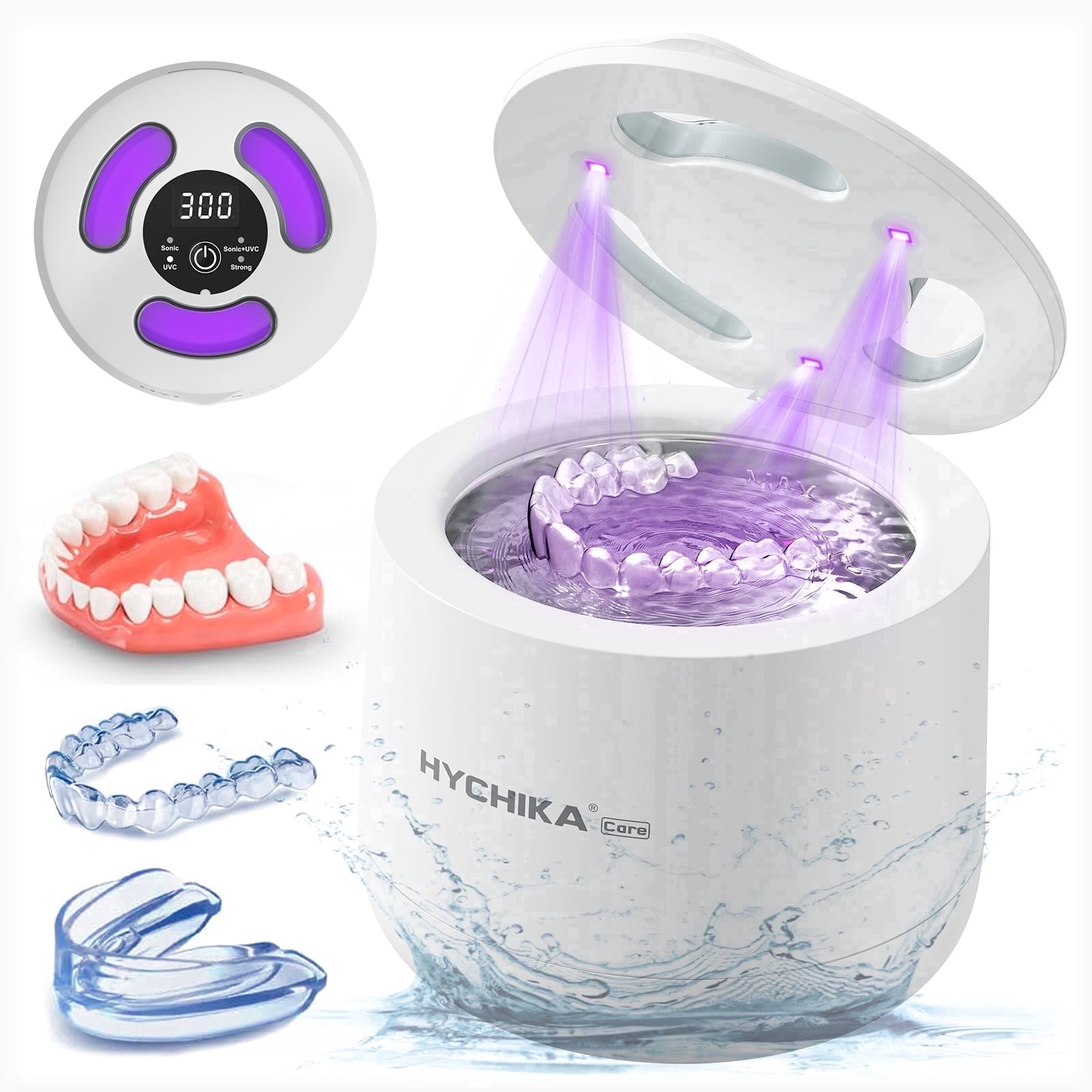 HYCHIKA Ultrasonic Retainer Cleaner Machine with UV, 4 Modes, 45kHz ...
