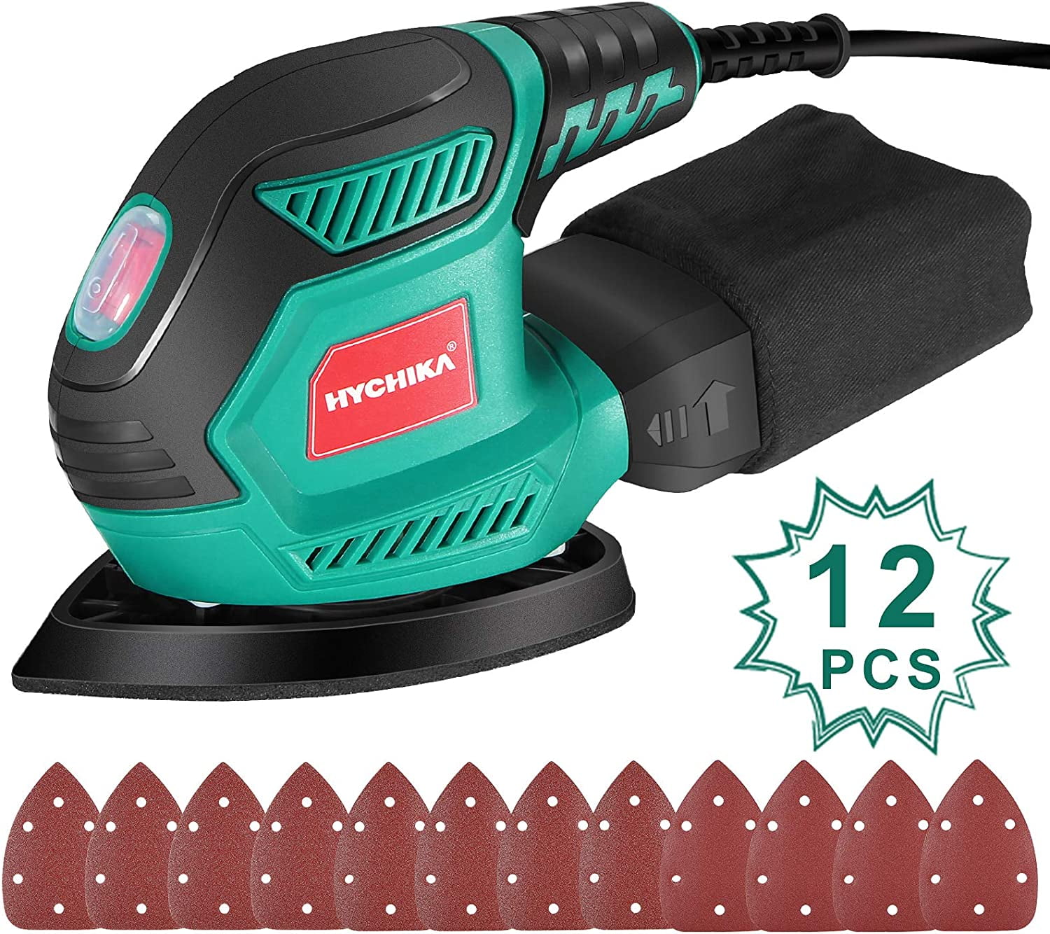 HYCHIKA Detail Sander, 14,000 OPM Compact Electric Sander Tool with 12 ...