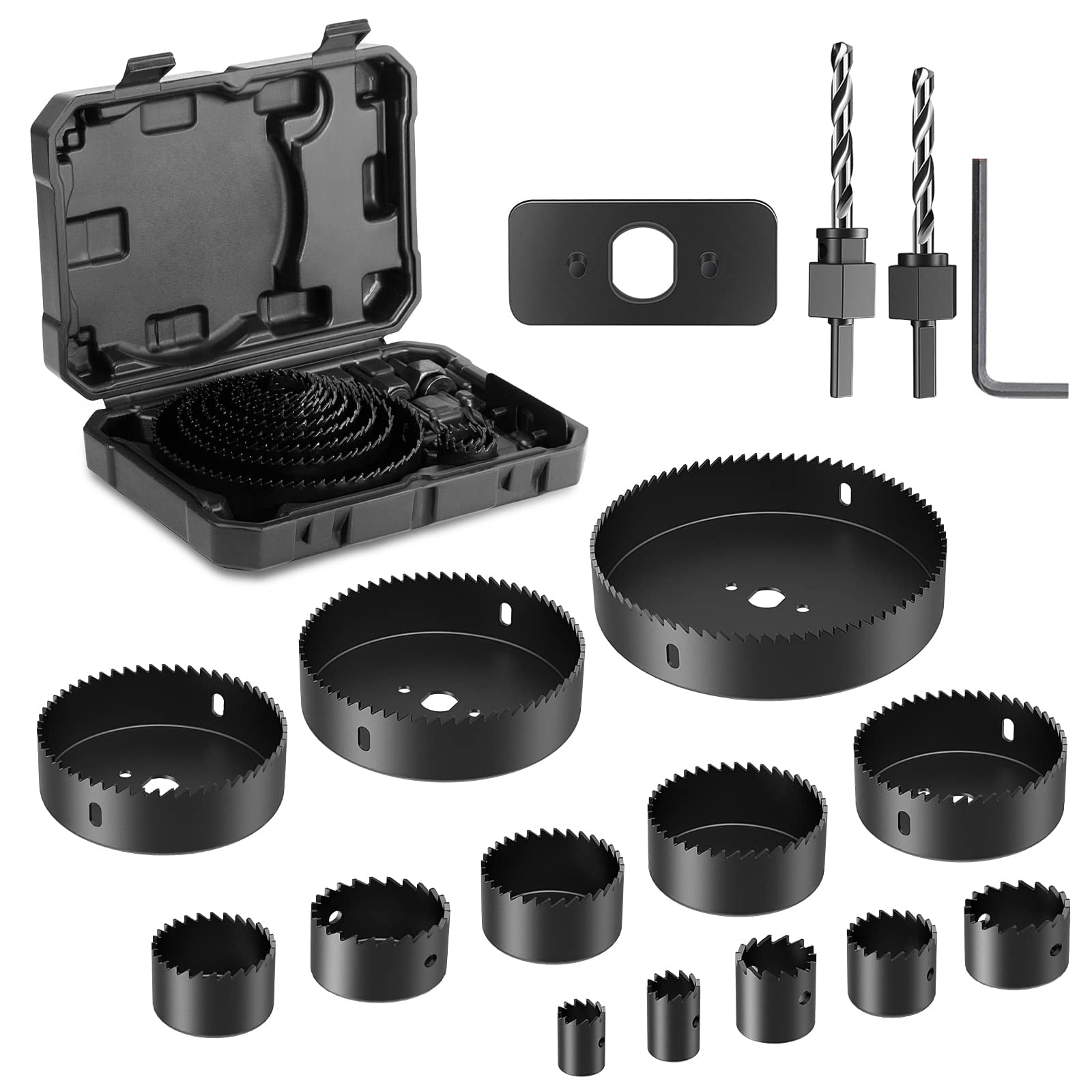 HYCHIKA Hole Saw Set with Case, 19 Pieces Hole Saw Bit with 3/4-5inch ...