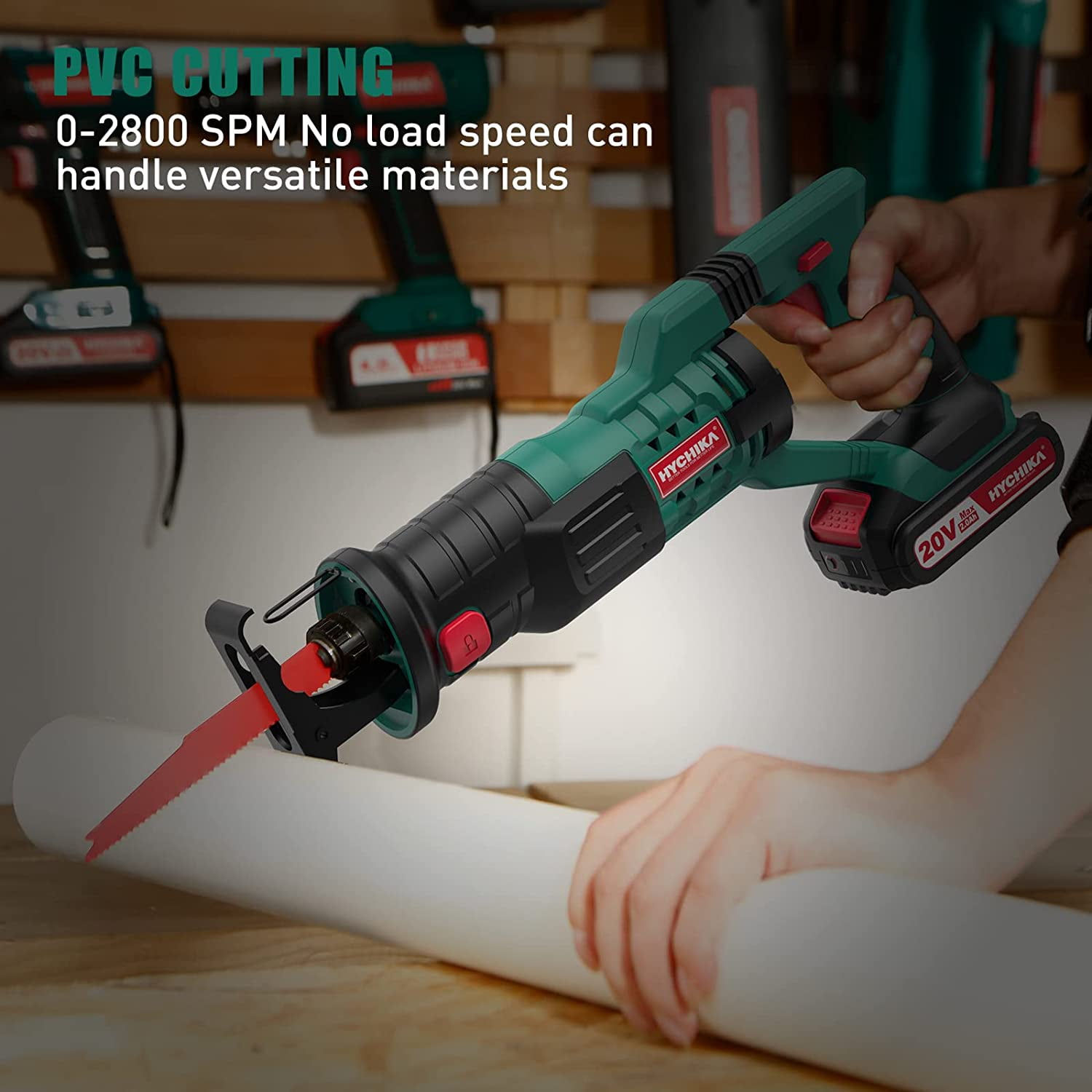 HYCHIKA Reciprocating Saw, 18V Cordless Electric Saw with Battery ...
