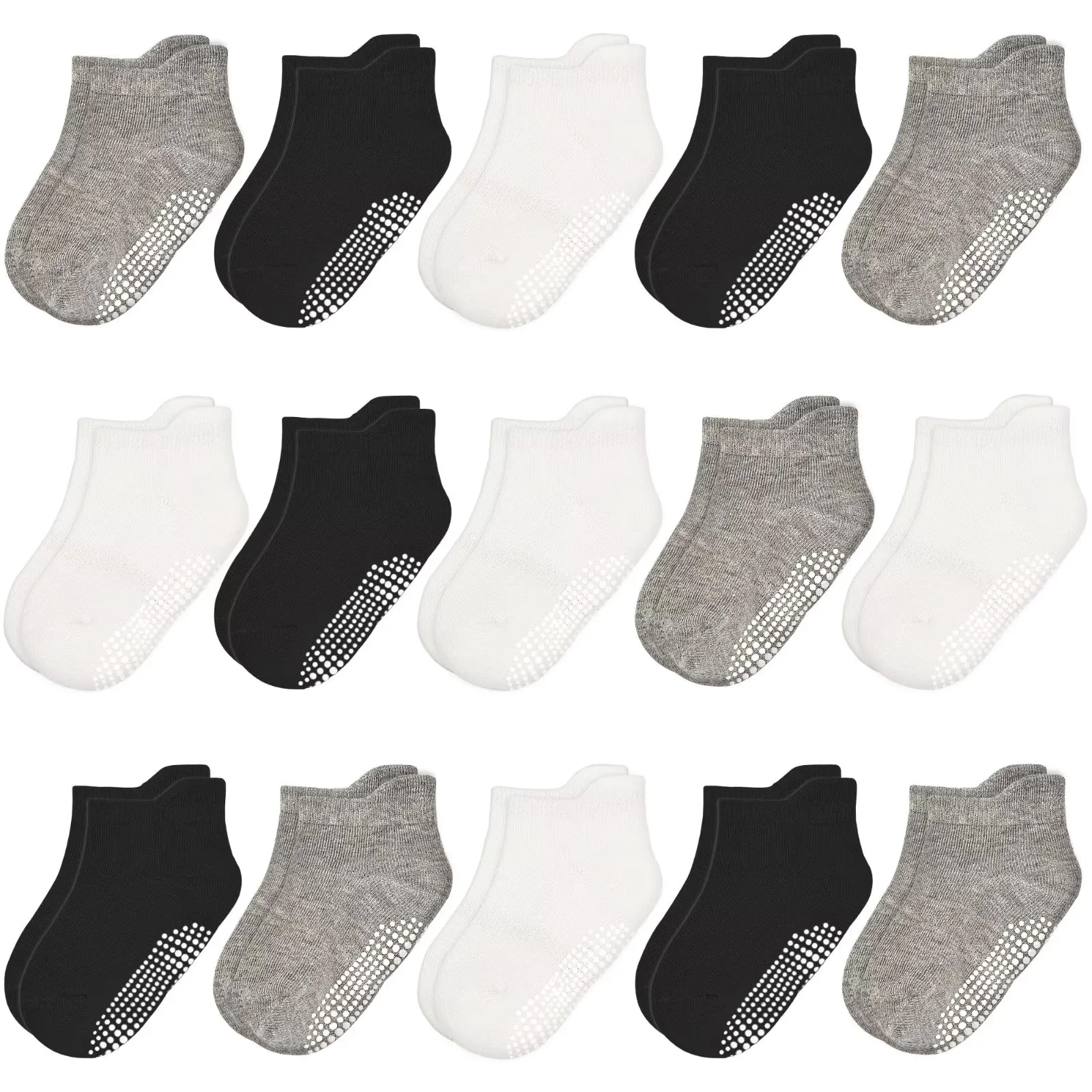 HYCLES 15 Pairs Toddler Socks, Non-Slip Grip, Pull Tab Design, for 6-12 ...