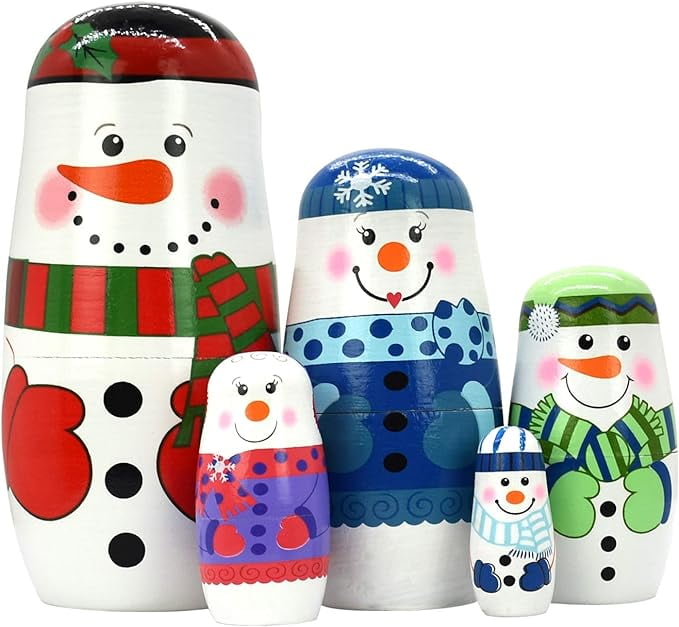 HYCLES Nesting Dolls Russian Matryoshka Wood Stacking Nested Set for Kids Handmade Toys for ...