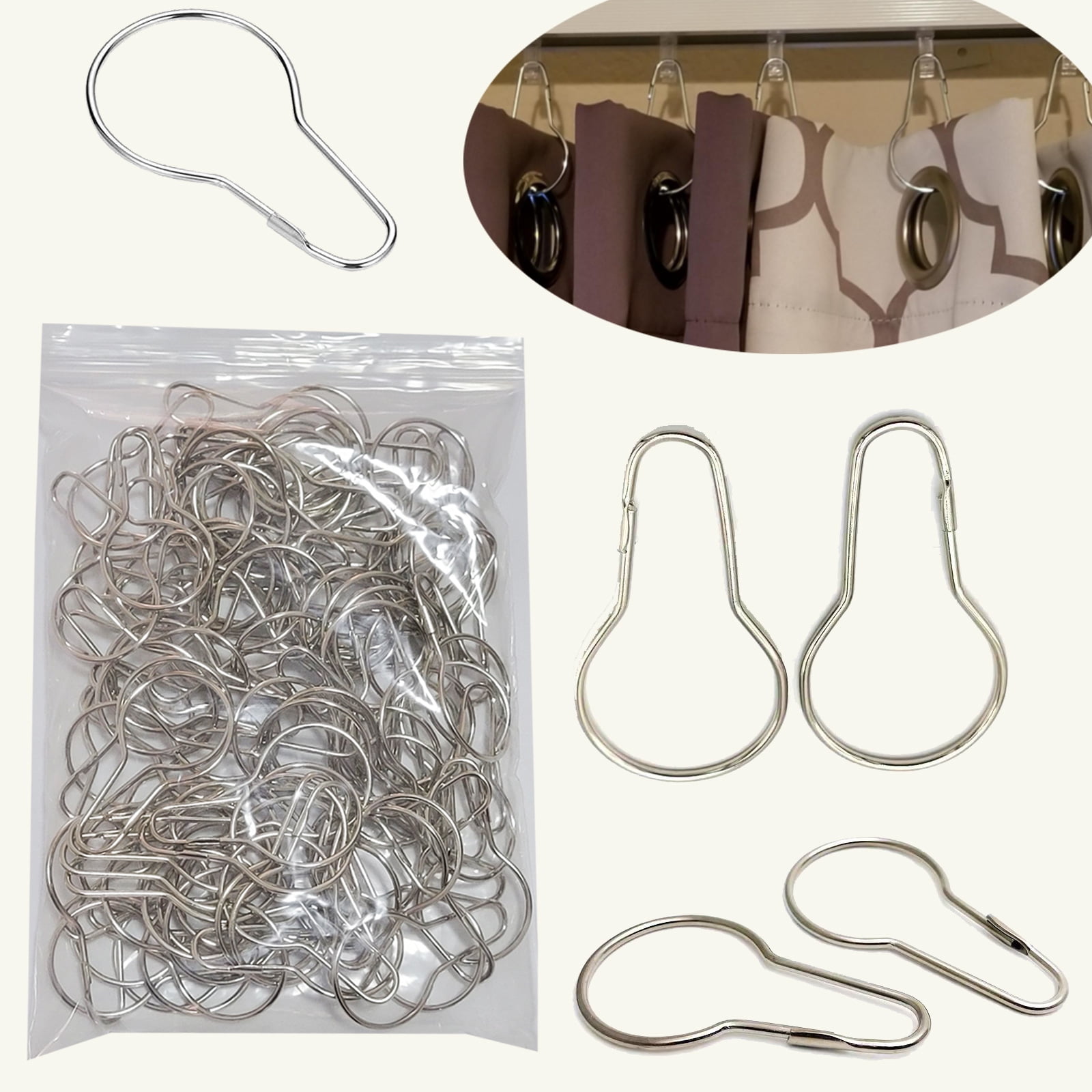 HYCSC, Shower Curtain Rings Hooks, Stainless Steel, 100 Pcs - Walmart.com