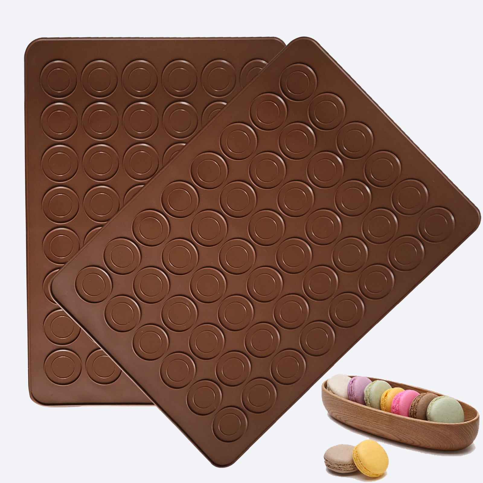 HYCSC Silicone Macaron Baking Mats, 2Pcs 48-Capacity Non-Stick Bakeware ...