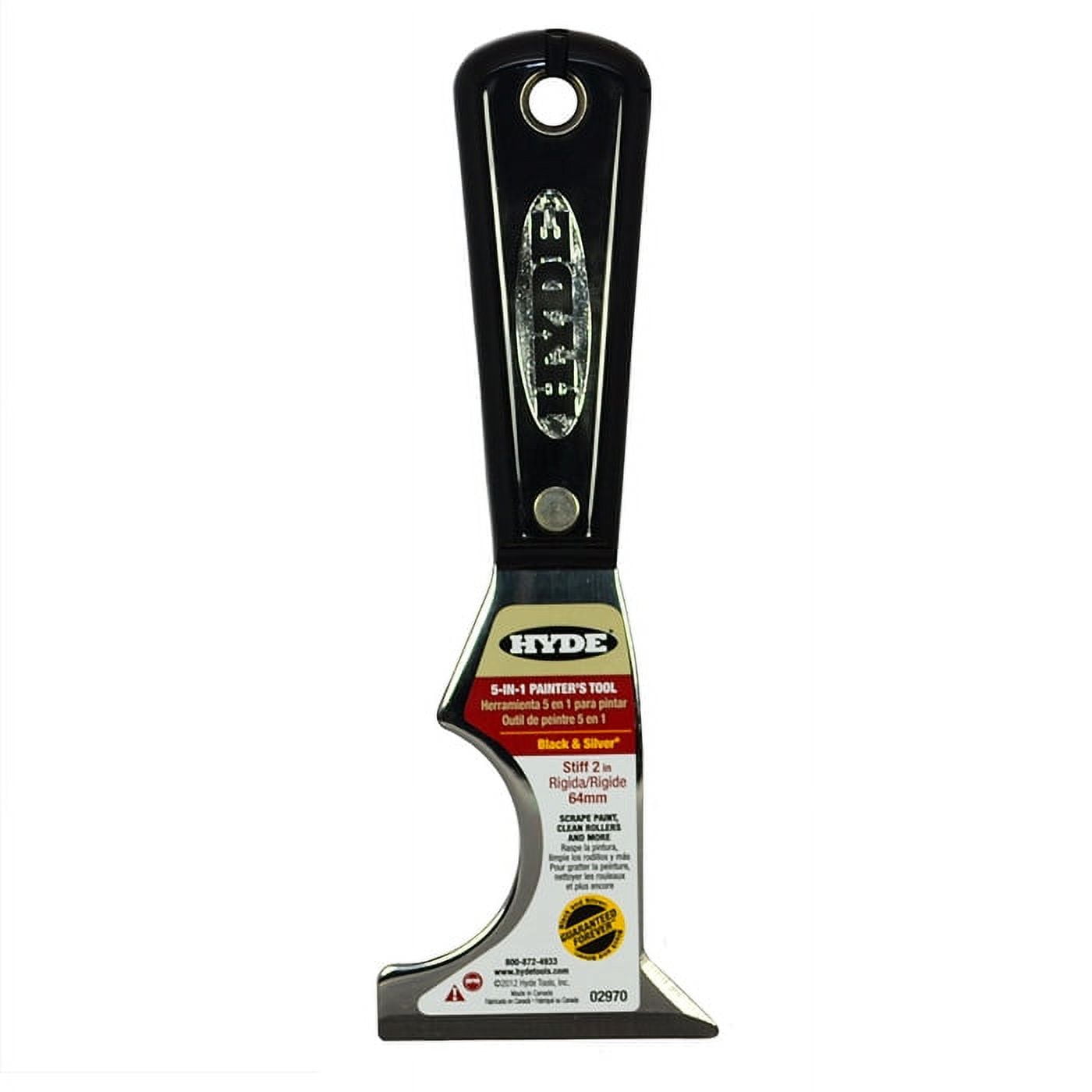 Hyde 02970 Black & Silver 5-In-1 Professional Paint Putty Scraper Tool ...