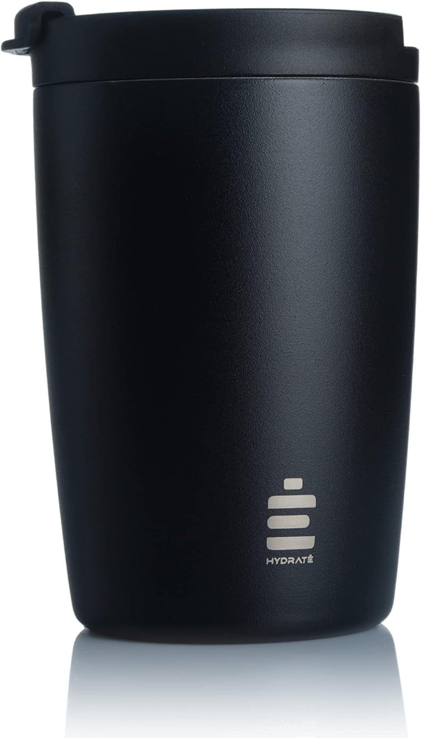 HYDRATE Black Stainless Steel Thermal Mug, Leak-proof Lid, 340ml ...