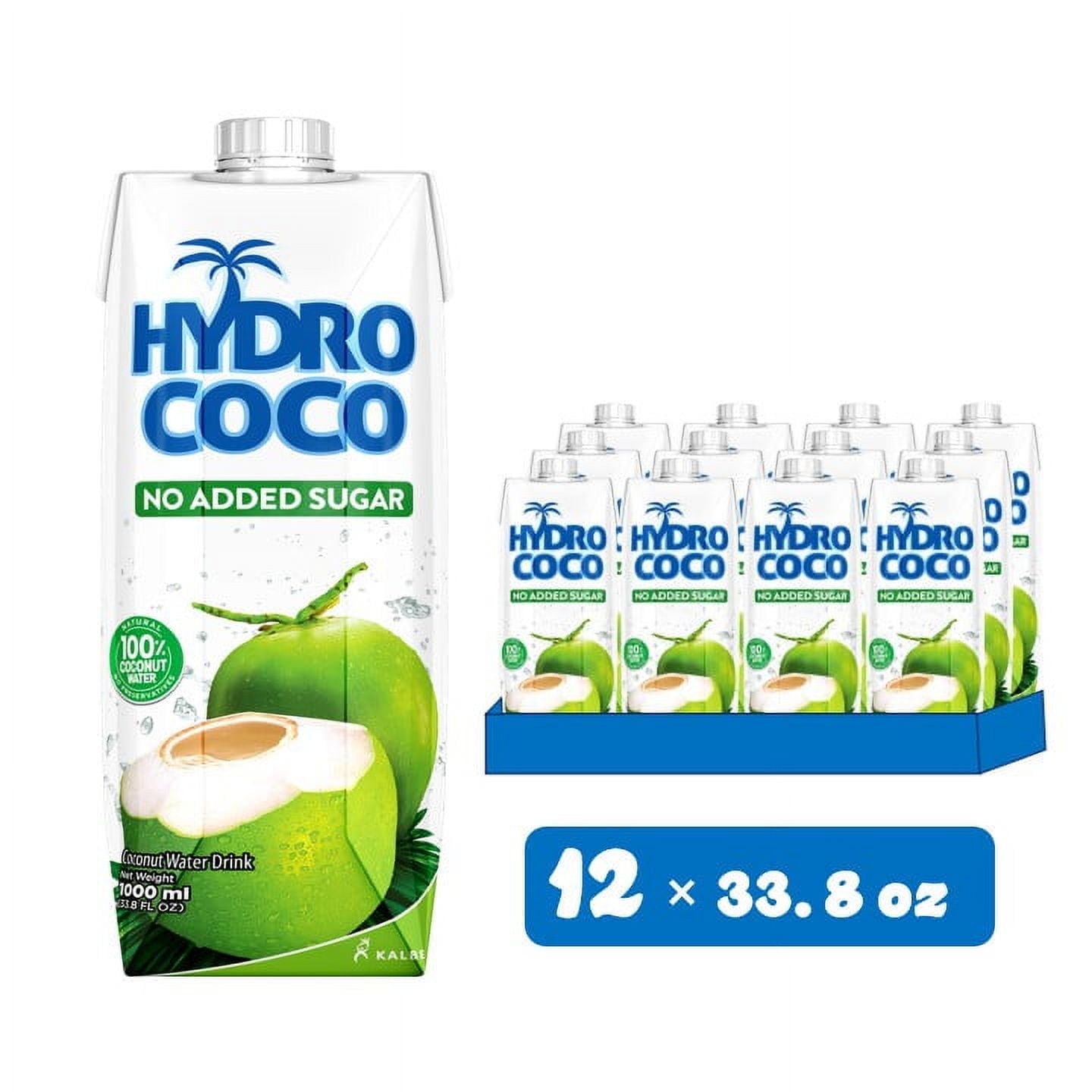 HYDRO COCO 100% Coconut Water, No Added Sugar, Fat Free, 33.8 oz (Pack ...