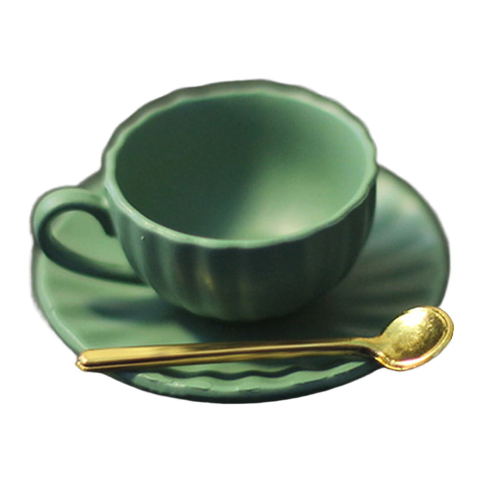 HYDa 1 Set Dollhouse Coffee Cup Realistic Alloy Miniature Teacup Saucer ...