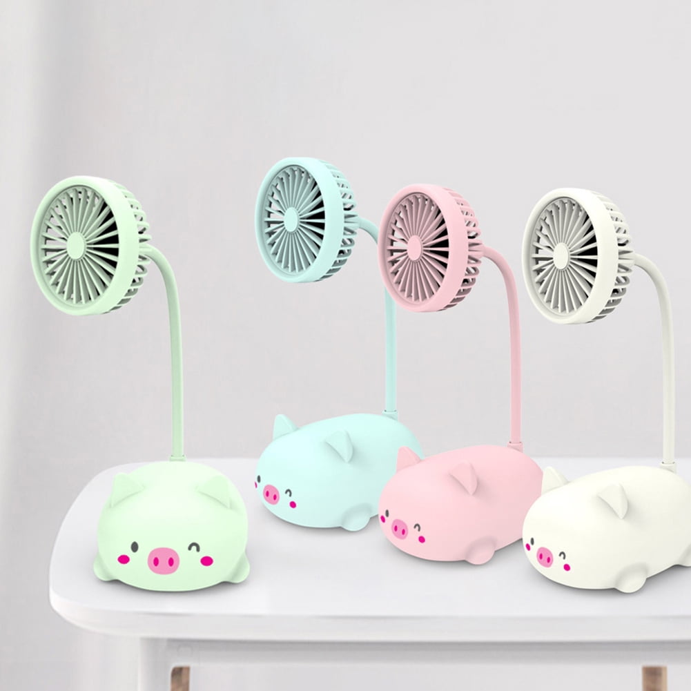 HYDa Mini Desk Fan, Cartoon Piggy Bear Design, USB Charging, Portable ...