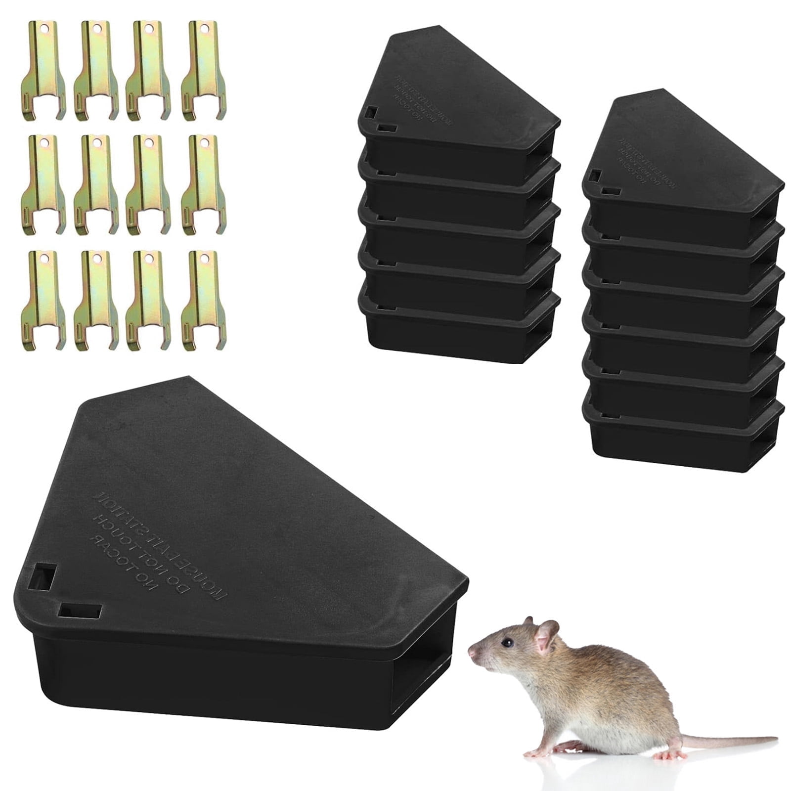 HYEASTR 12 Pcs Mice Station with Key Triangle Bait Station Reusable ...