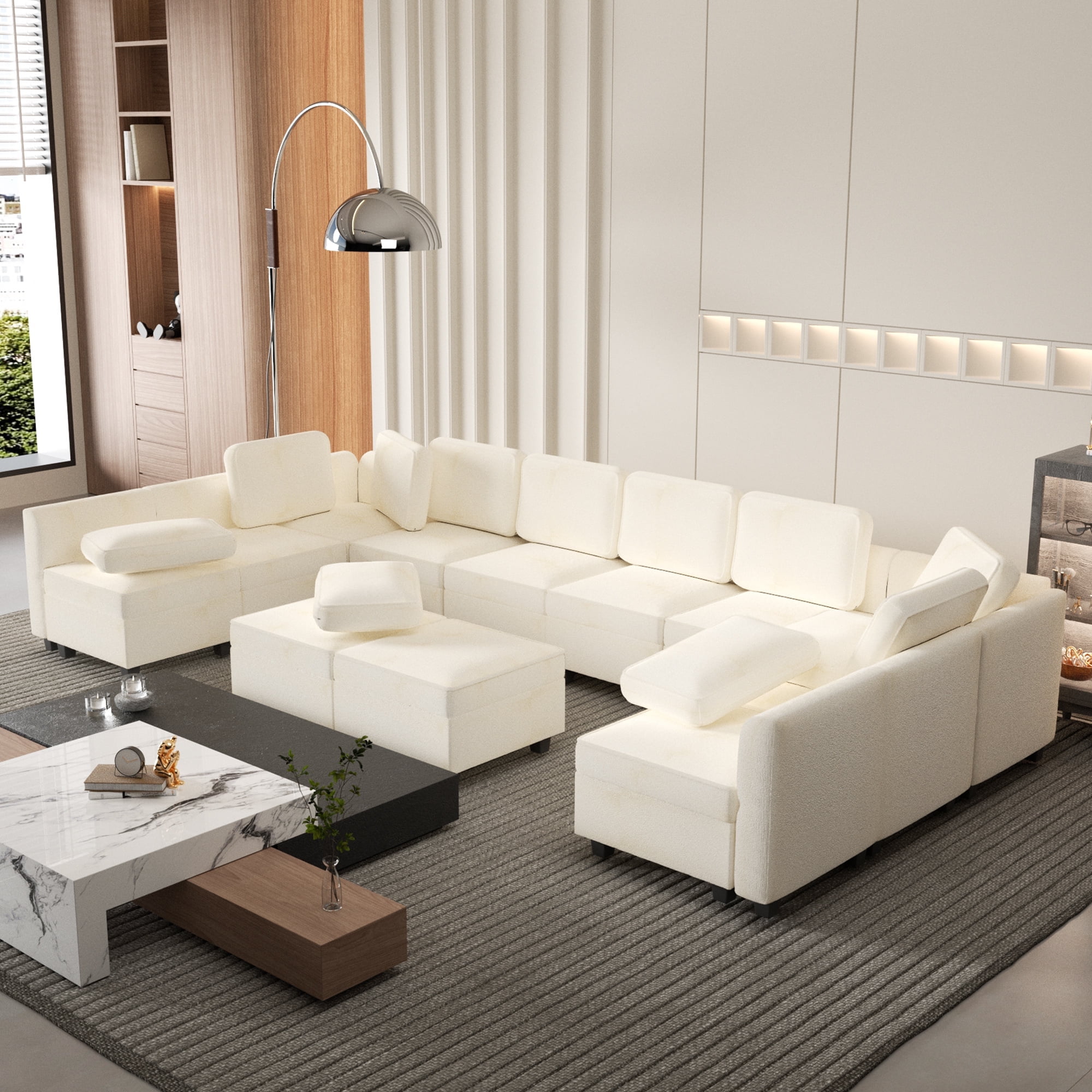 HYEASTR 12 Seaters Modular Sectional Sleeper Sofa with Storage ...