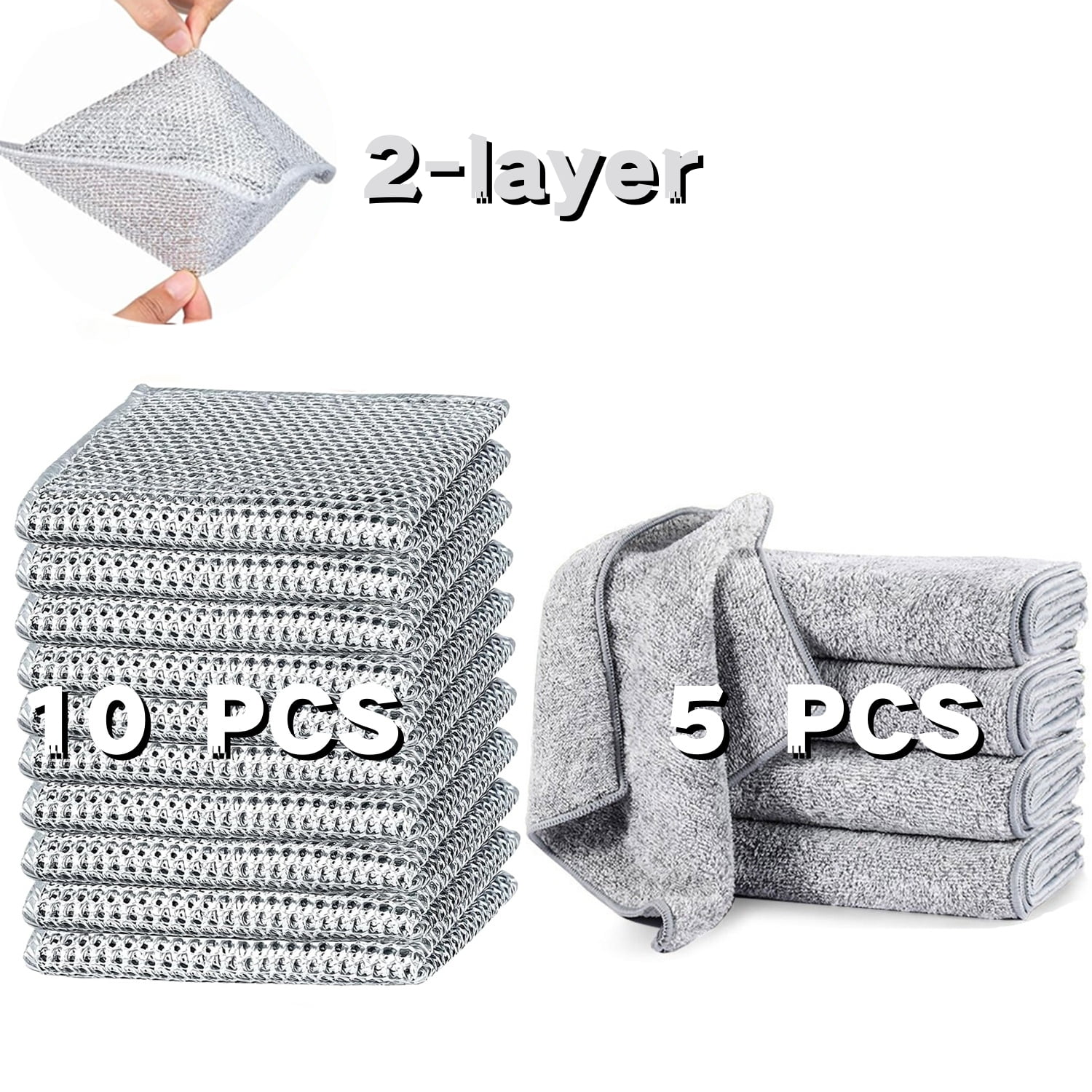 HYEASTR 15 Pack Kitchen Towels and Dishcloths Sets, 5 Pack Soft Super ...