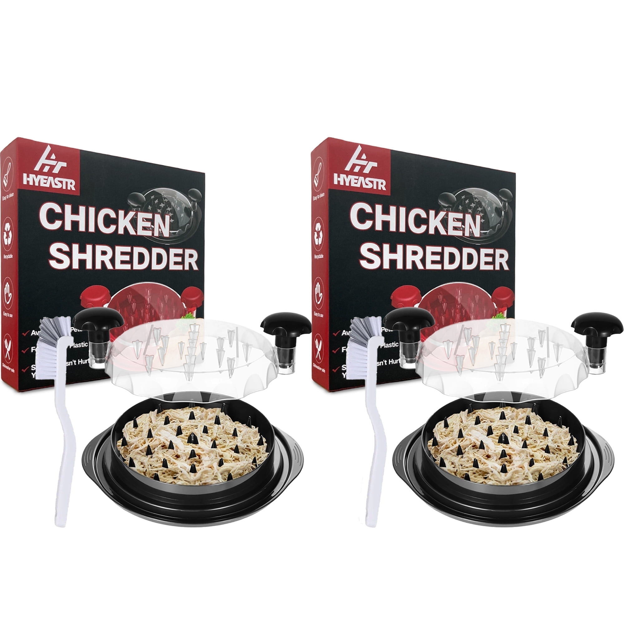 HYEASTR 2 Pack Chicken Shredder Tool Machine with Cleaning Brush - 9.8 ...