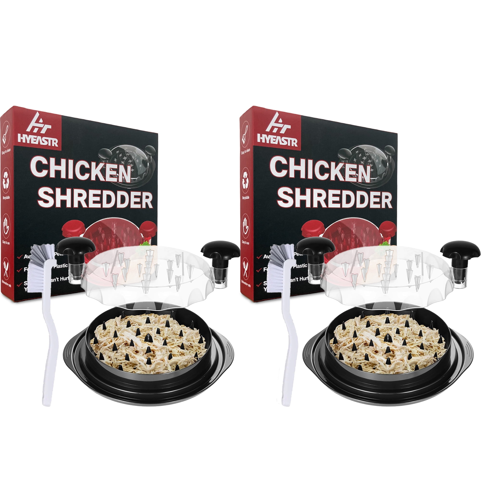 HYEASTR 2 Pack Chicken Shredder Tool Machine with Cleaning Brush - 9.8 ...