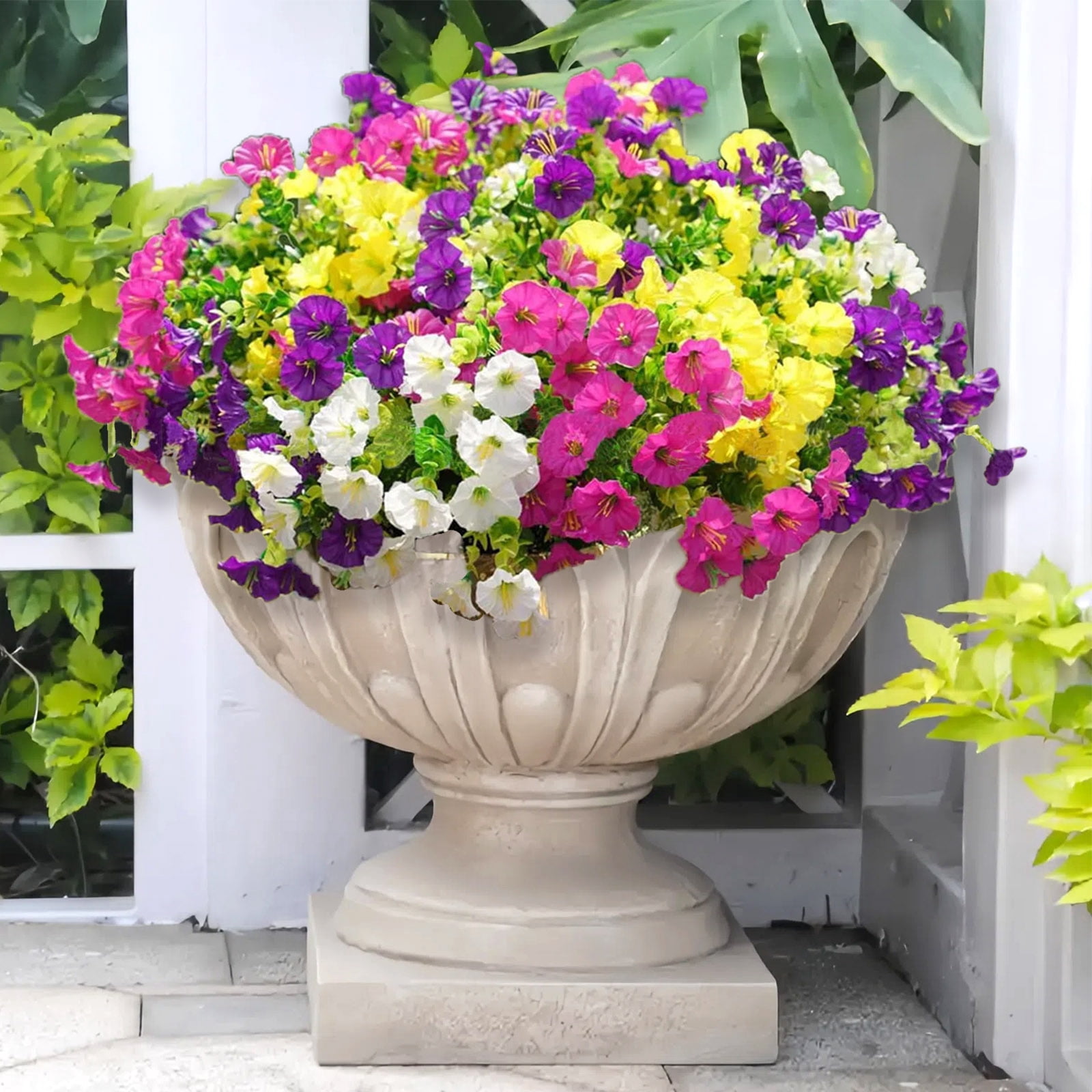 HYEASTR 24 Bundles Colorful Artificial Fake Flowers for Outdoor, Faux ...
