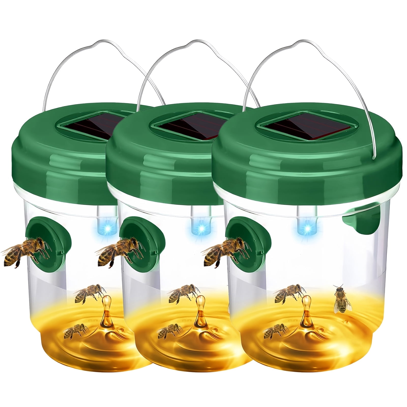 HYEASTR 3 Packs Wasp Trap, Solar Wasp Traps Hanging, Reusable Yellow ...