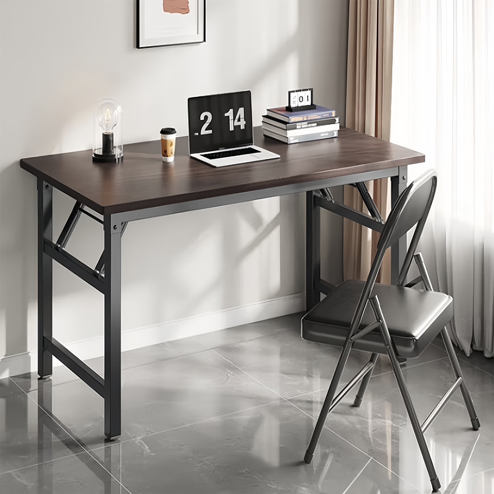 HYEASTR 39.4" Folding Desk Writing Computer Desk for Home Office ...