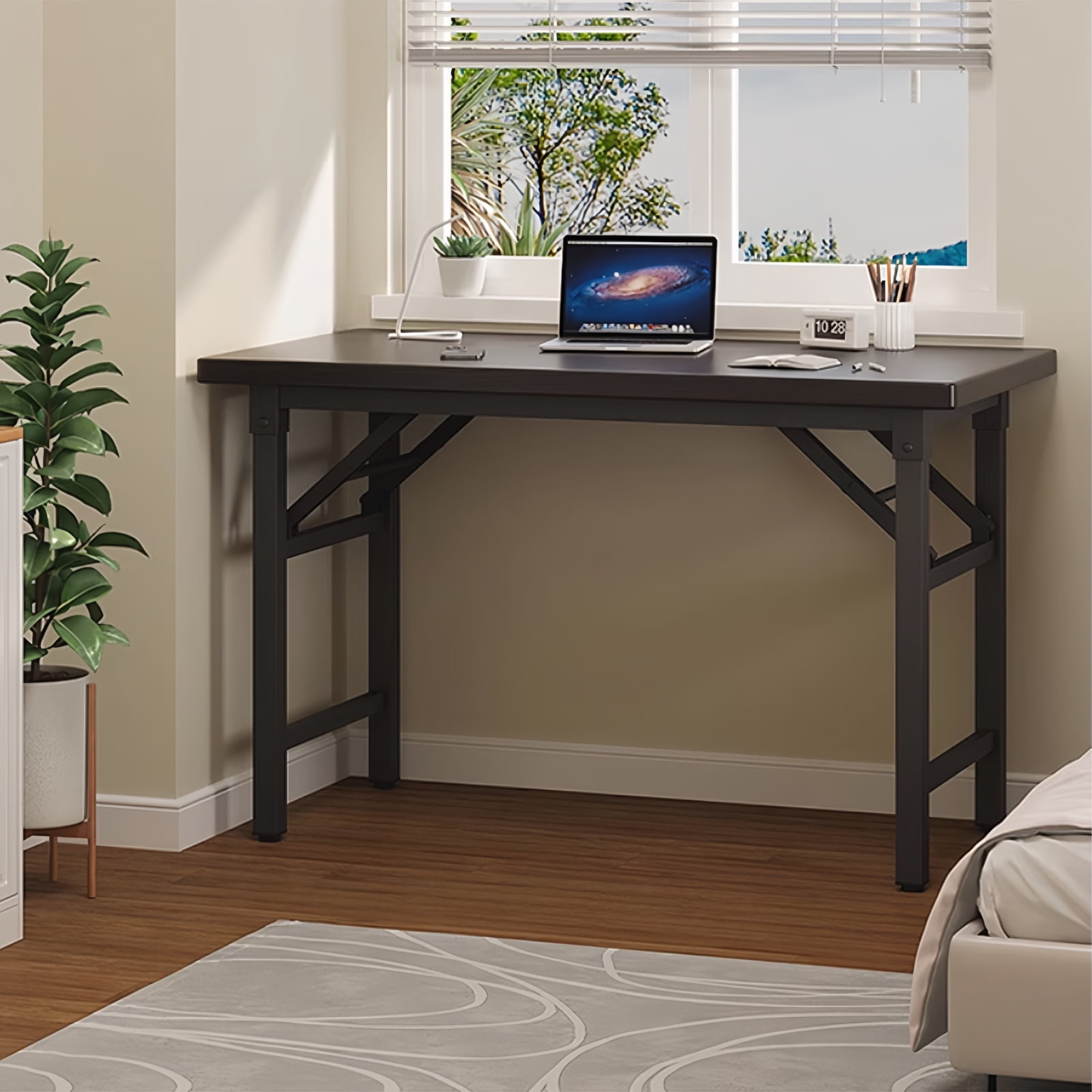 HYEASTR Small Folding Computer Desk 39.4 inch, Writing Gaming Computer ...