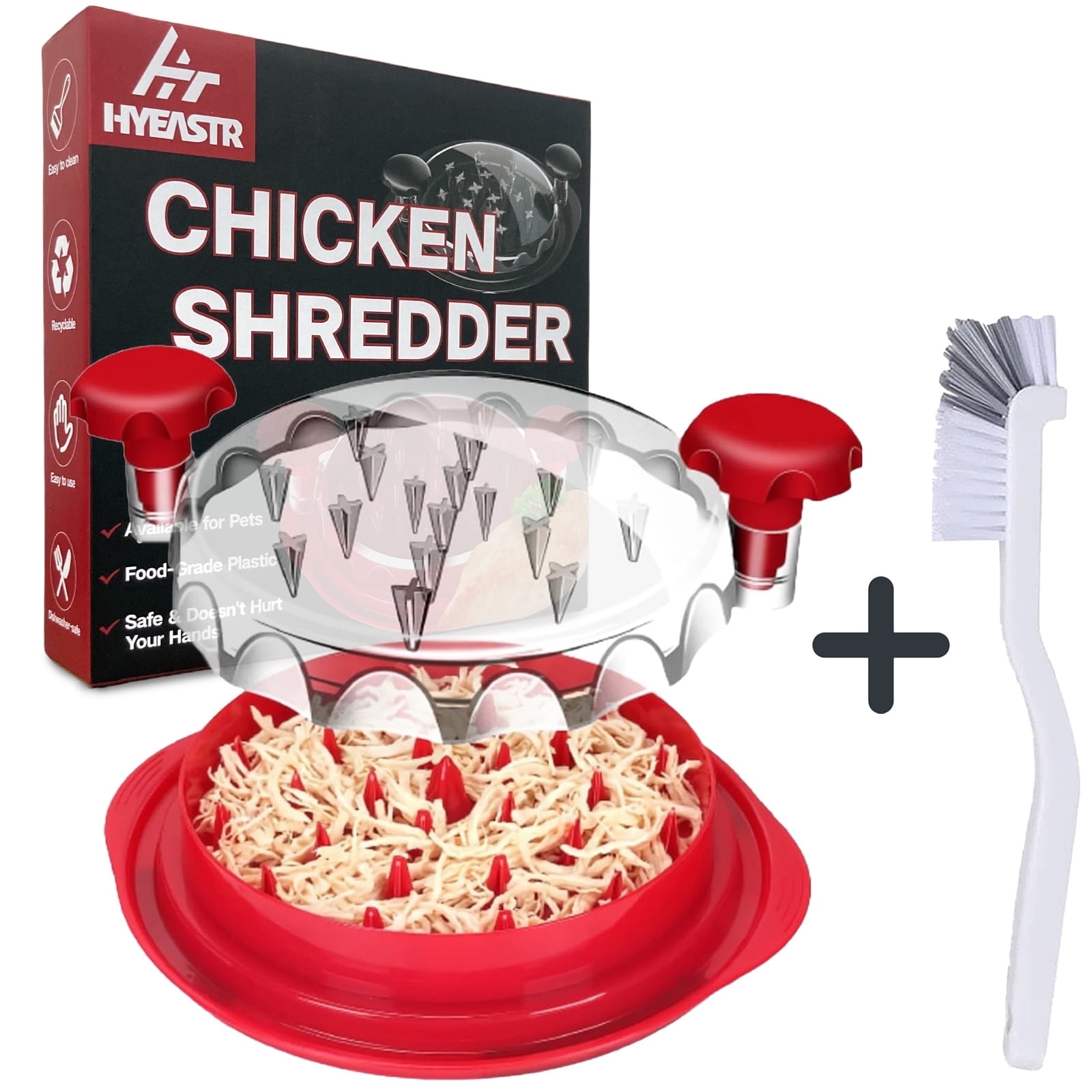 HYEASTR Chicken Shredder Meat Shredder Claws Bowl w/Clear Cover Heat ...