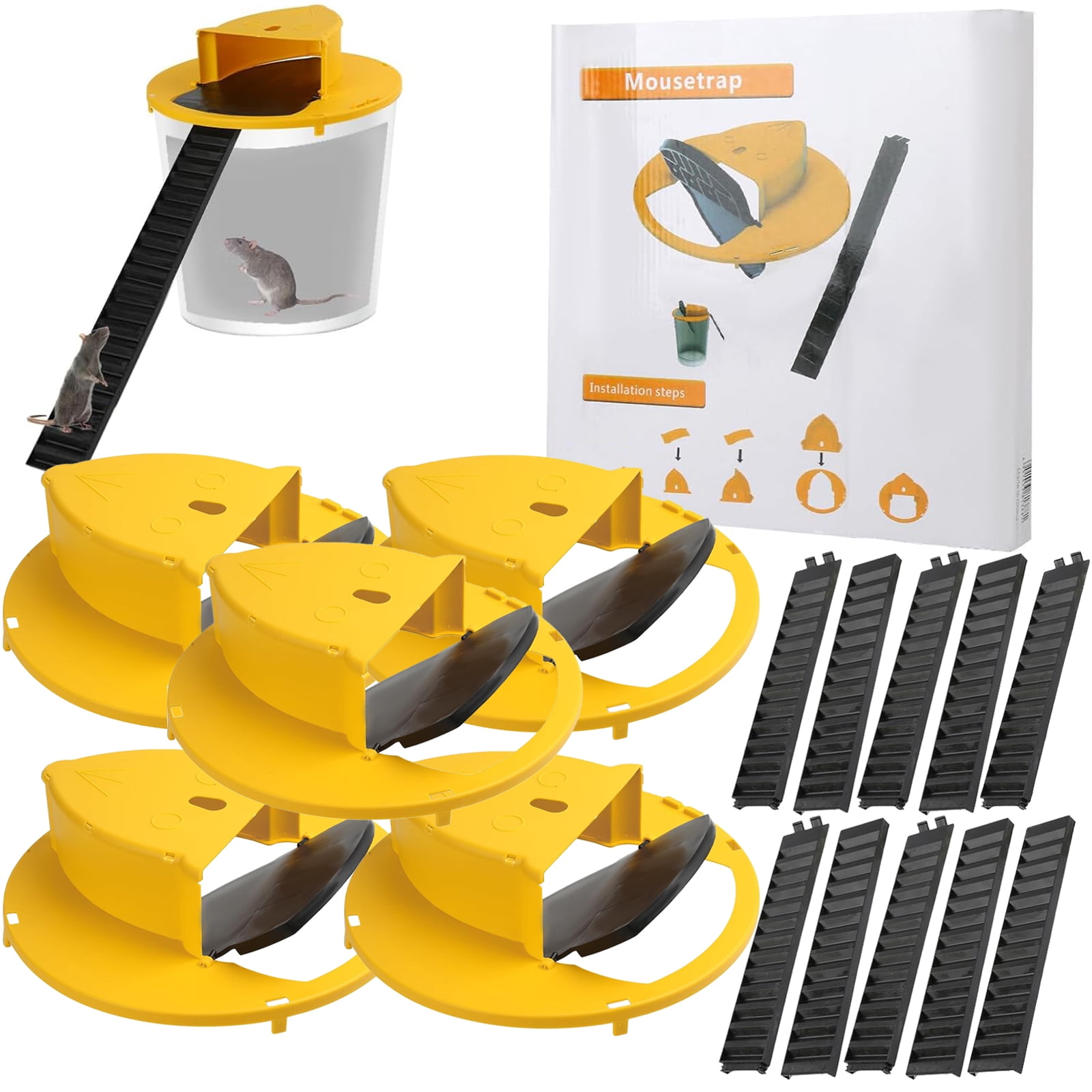 HYEASTR Mouse Trap Bucket - Multi-Catch, Auto-Reset, Humane or Lethal ...