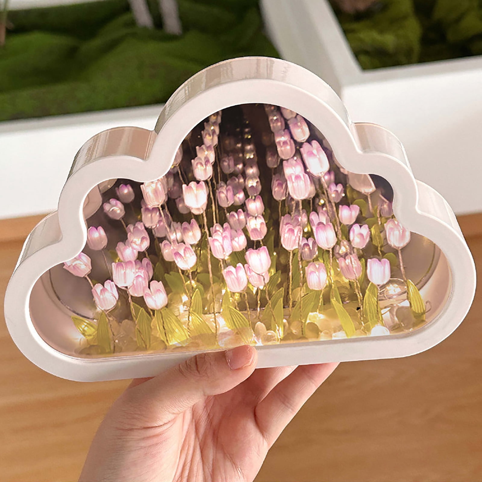 HYEASTR Tulip Mirror Night Light 2 in 1 Mirror & Decorative Light ...