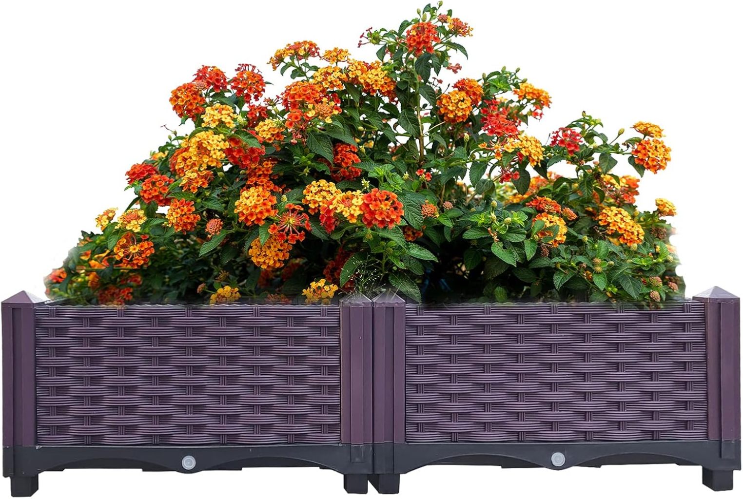 HYFF Planter Boxes Raised Garden Bed,2 Pieces Plastic Raised Garden Bed ...