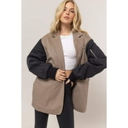 Scoop Women's Faux Suede Oversized Moto Jacket with Faux Fur Lining - Walmart.com