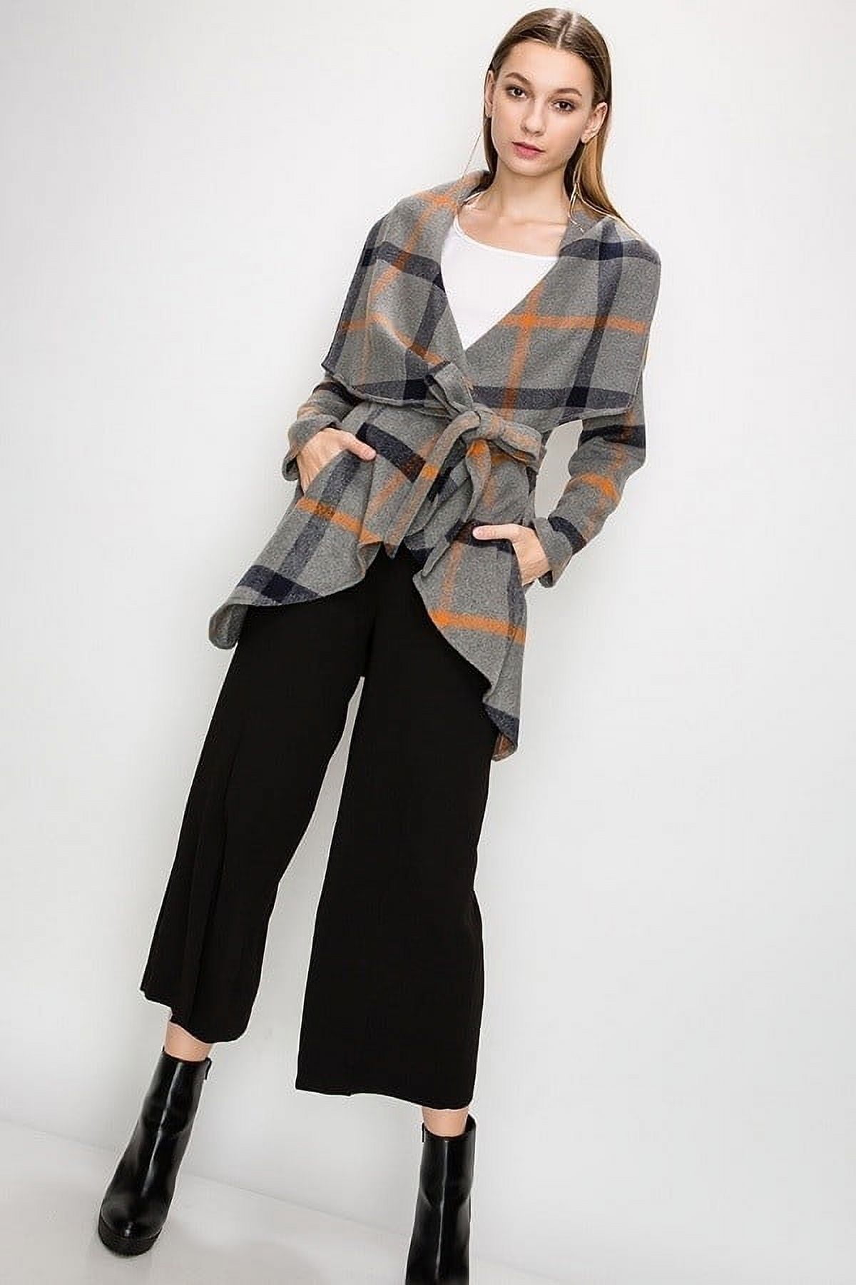 HYFVE Shawl Collar Drape Open Front Belted Jacket - Walmart.com