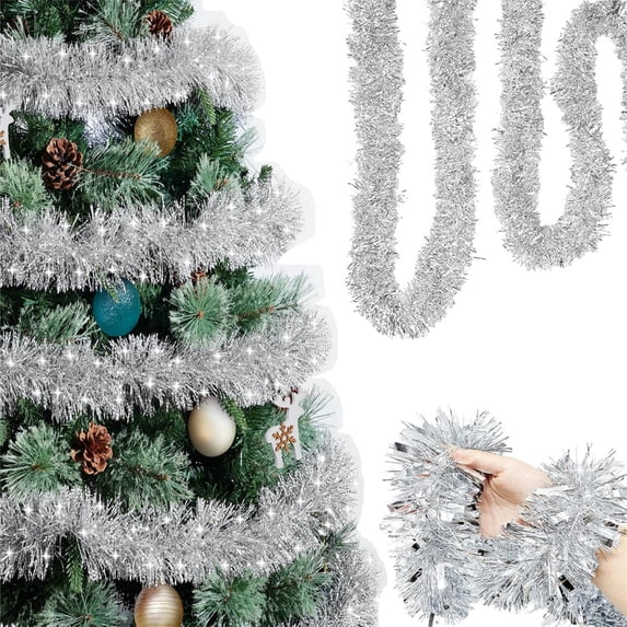 HYG 35 feet Christmas Tinsel Garland,Metallic Twist Hanging Wreath ...
