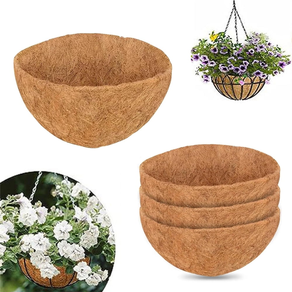 HYG 4 Pcs Half Round Hanging Basket Liners Outdoor Garden Circular Coco ...