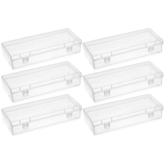 HYG 6 Pcs Plastic Storage Containers Rectangular Organizer Storage Box ...
