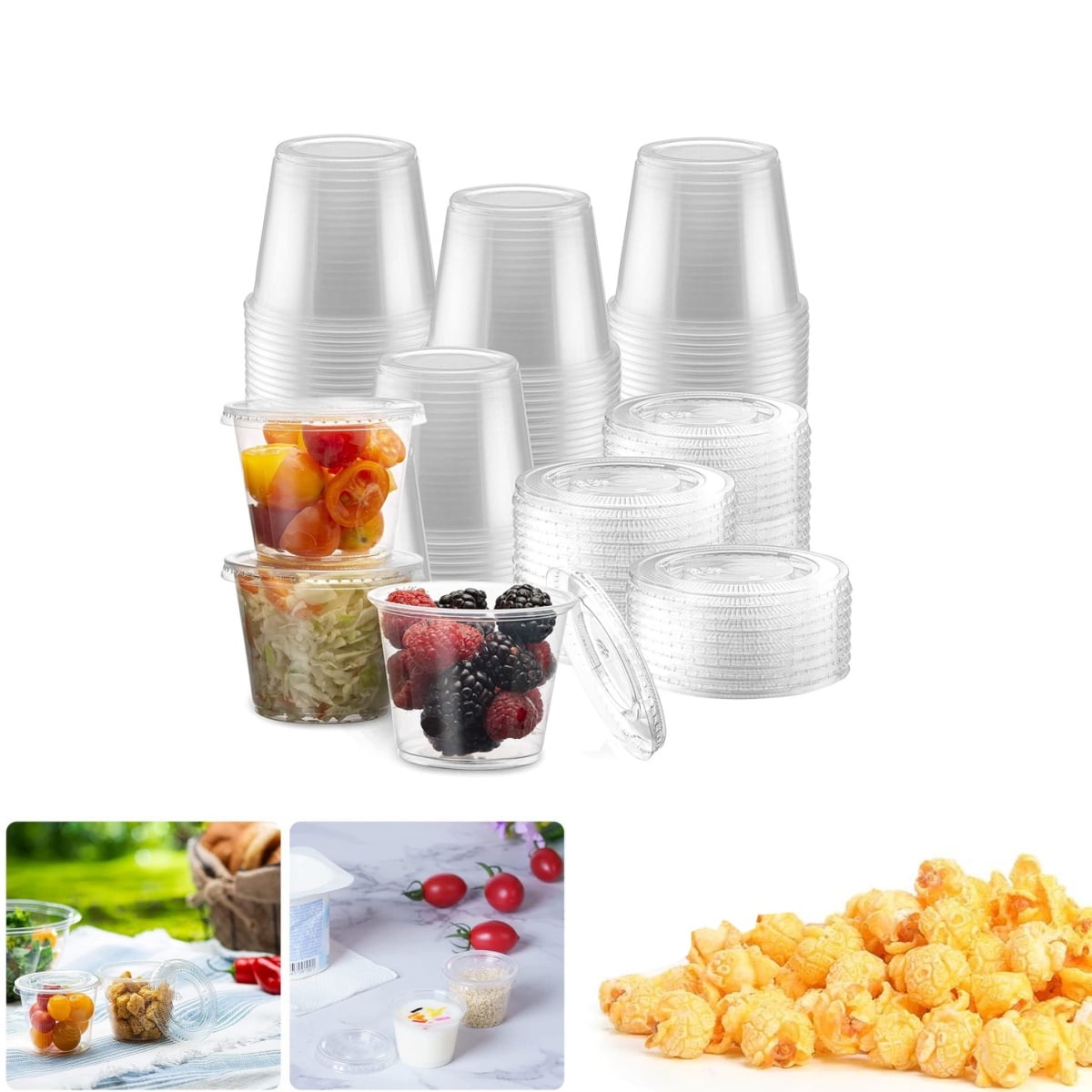 HYG Disposable Cups,50Pack Durable Mini Dessert Cups with Lids,2.9x1 ...