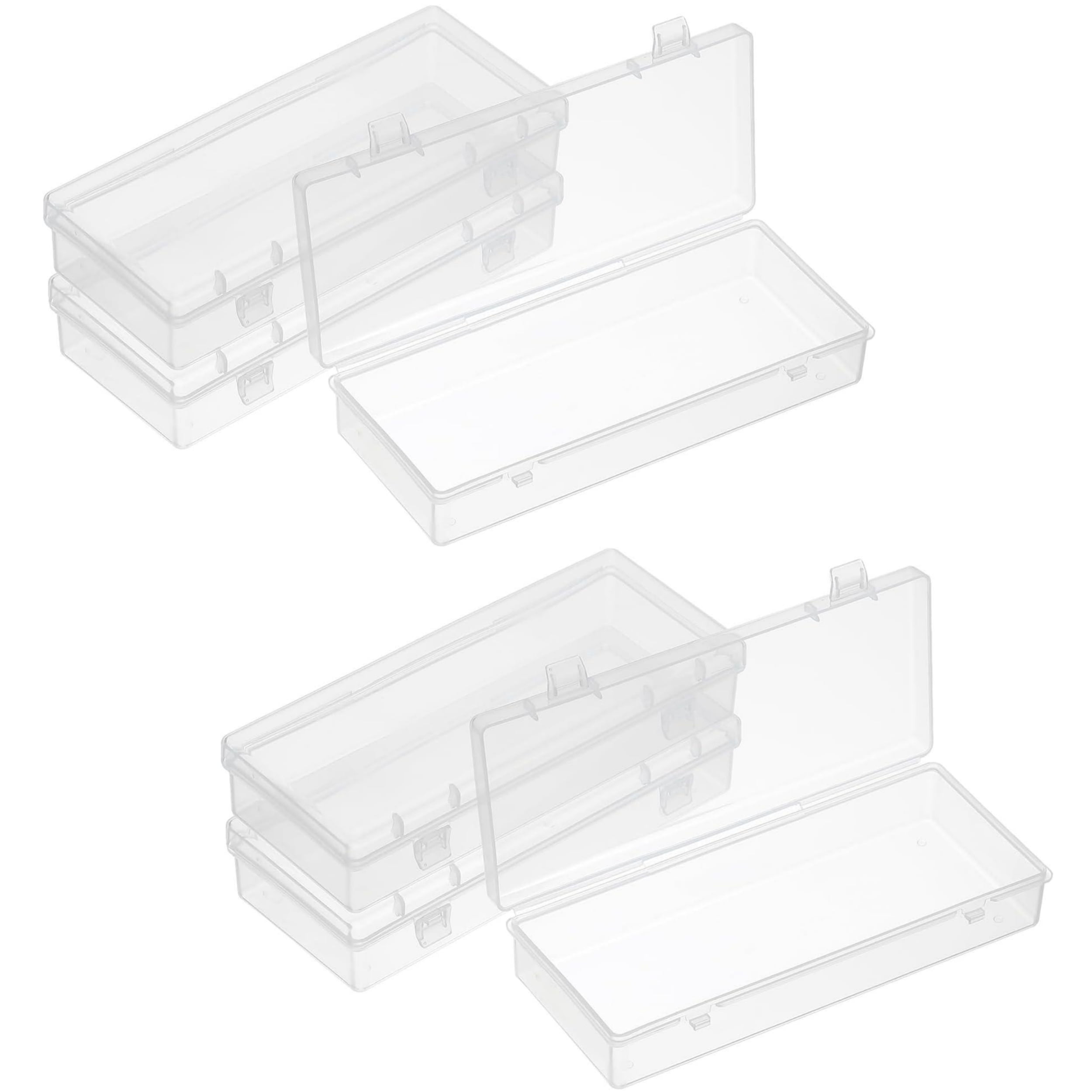 HYG Plastic Storage Containers 6 Pack Clear Empty Hinged Boxes Small ...
