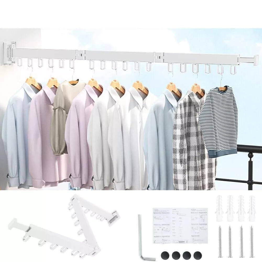 HYGRAD BUILT TO SURVIVE Space Saving Wall Mounted Clothes Drying Rack ...