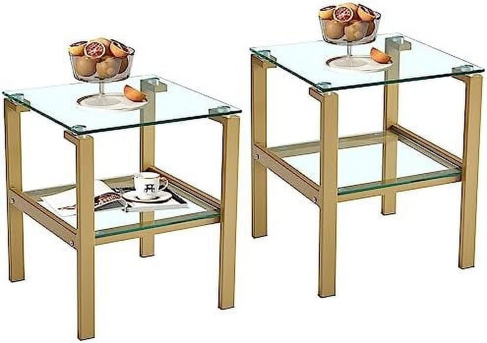 HYHBIBOOM Glass End Tables Living Room Table Modern Transparent Sofa ...