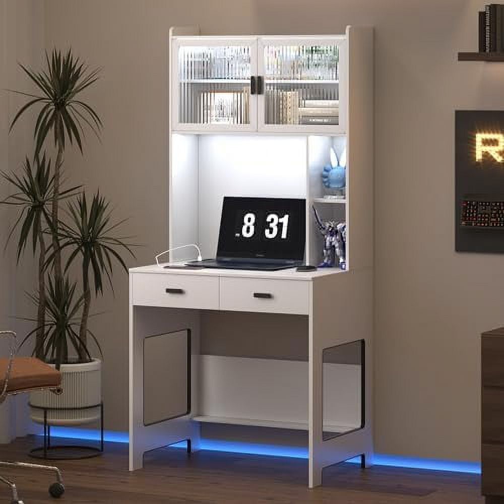 HYHBIBOOM Home Office Desk with Hutch Modern Computer Gaming Desk with ...