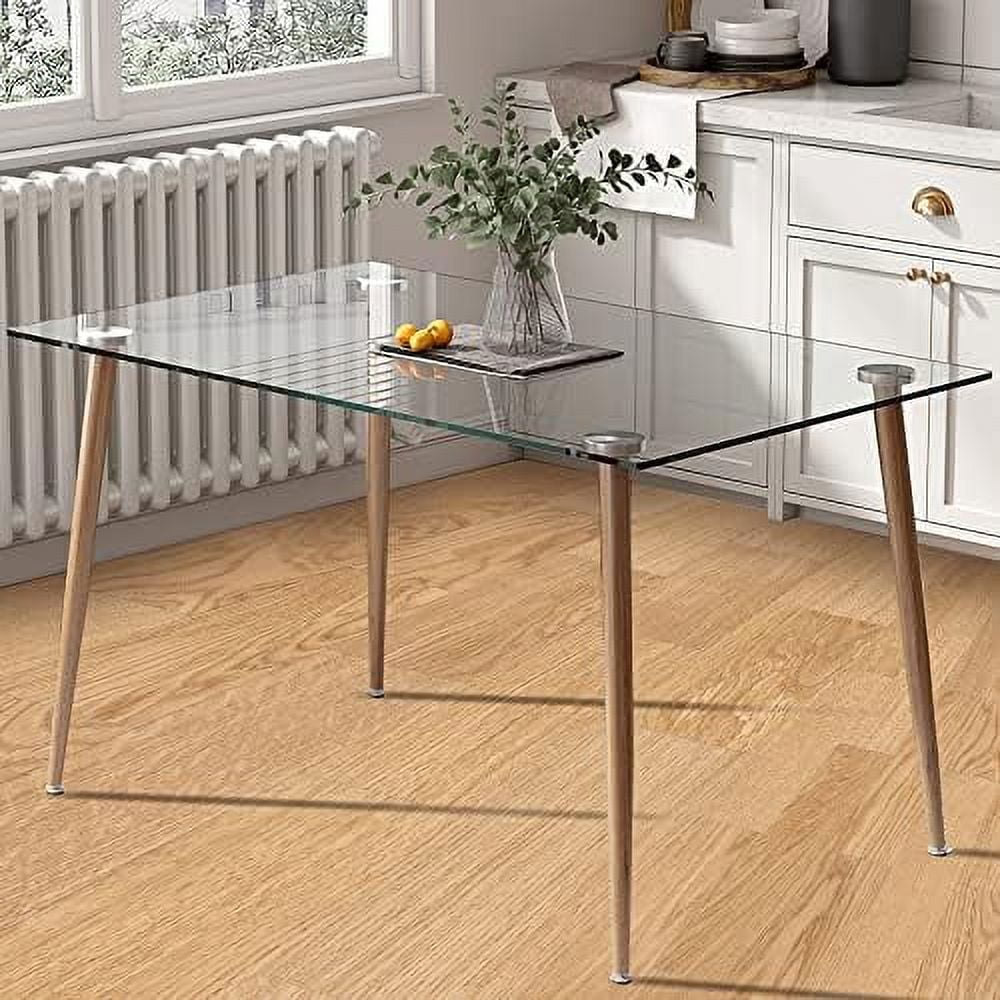 HYHOME Glass Dining Table for 4 with 51 inch Clear Tempered Glass Top 0 ...