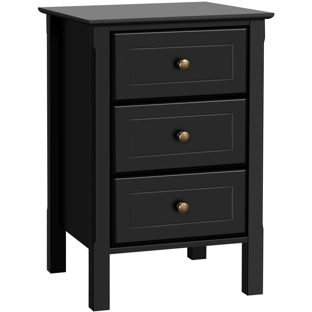 HYJY 3 Drawers, Wooden 3-Drawer Bedside Table with Solid Wood Legs ...
