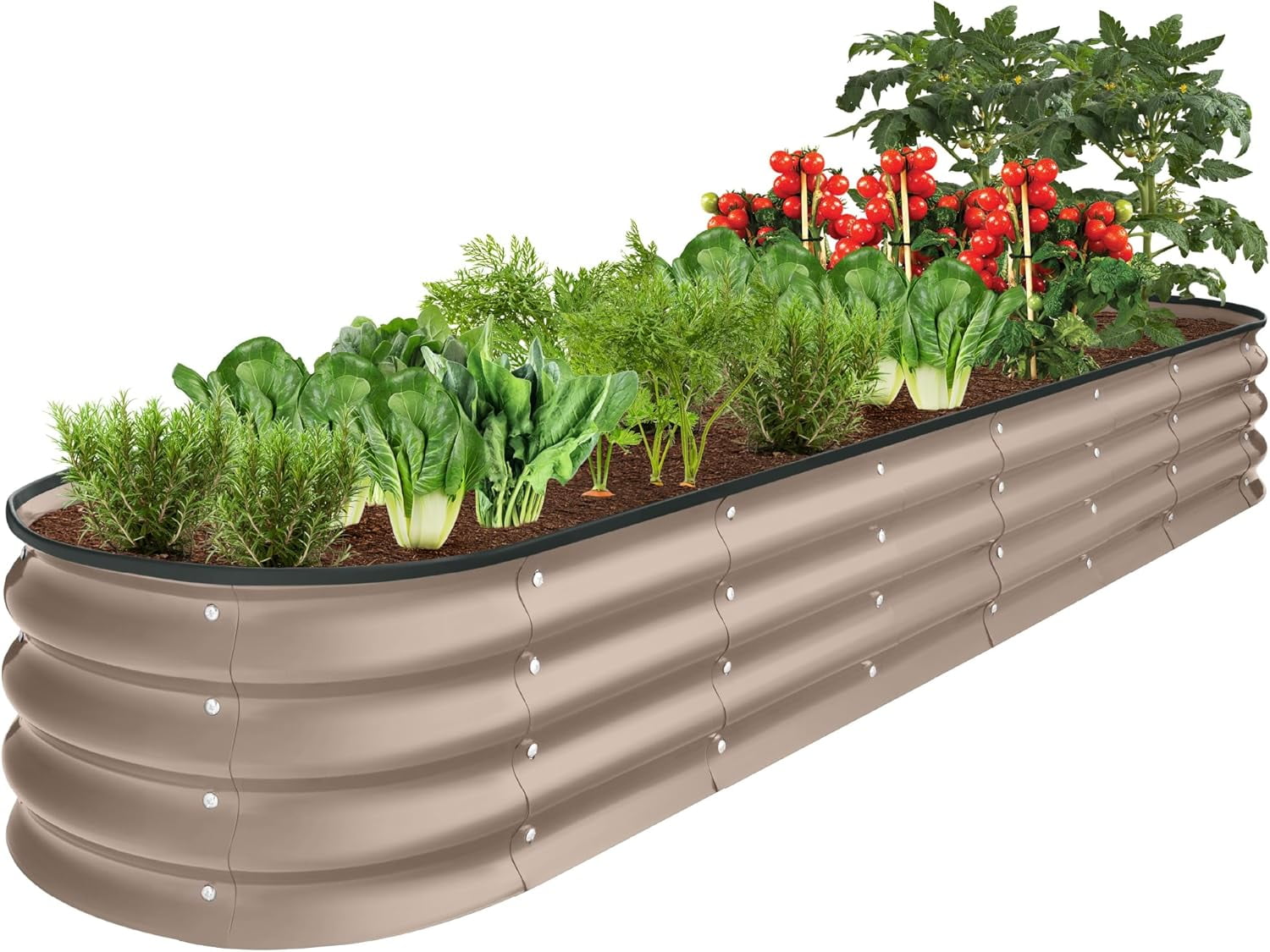 HYJY 8x2x1ft Outdoor Metal Raised Garden Bed, Oval Deep Root Planter ...
