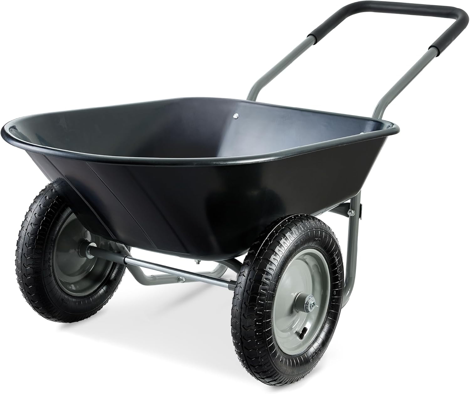 HYJY Dual-Wheel Home Utility Yard Wheelbarrow Garden Cart w/Built-in ...
