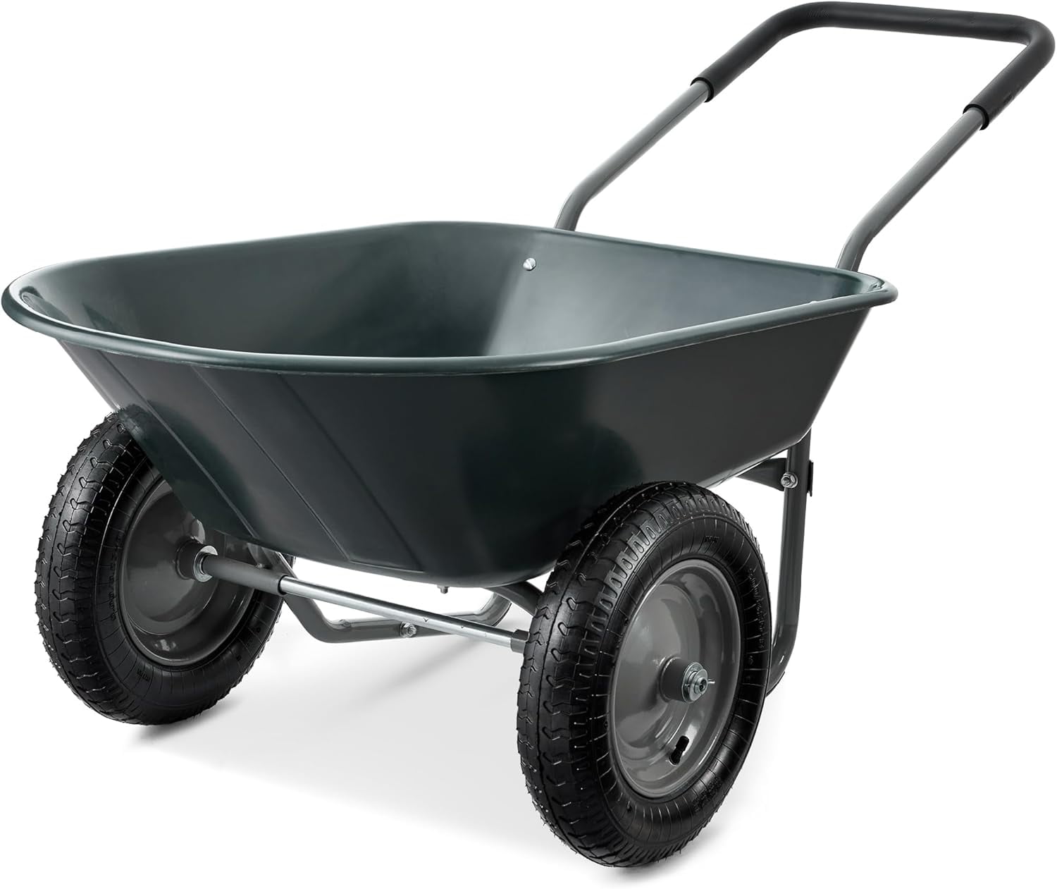HYJY Dual-Wheel Home Utility Yard Wheelbarrow Garden Cart w/Built-in ...