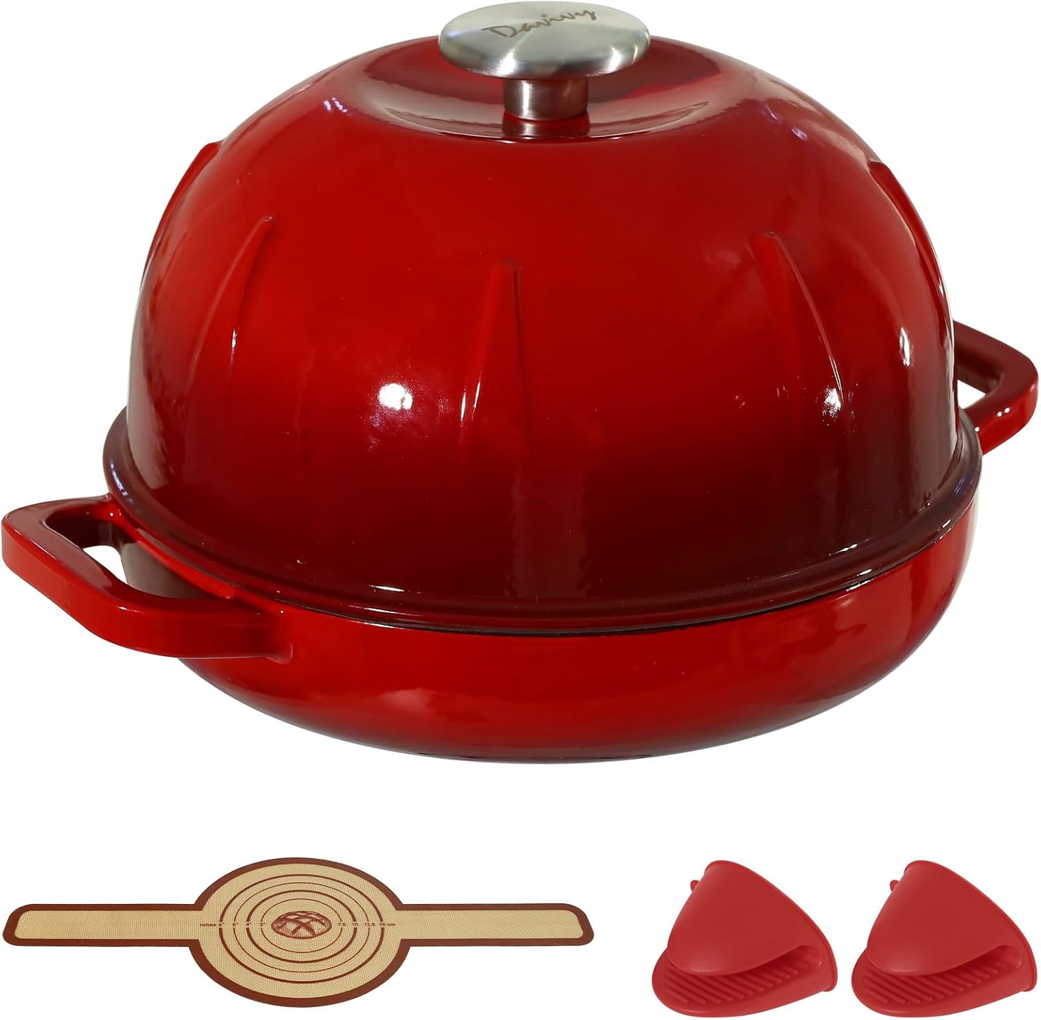 HYKE 10" Cast Iron Bread Oven with Domed Lid, Non-stick Cast Iron Bread ...