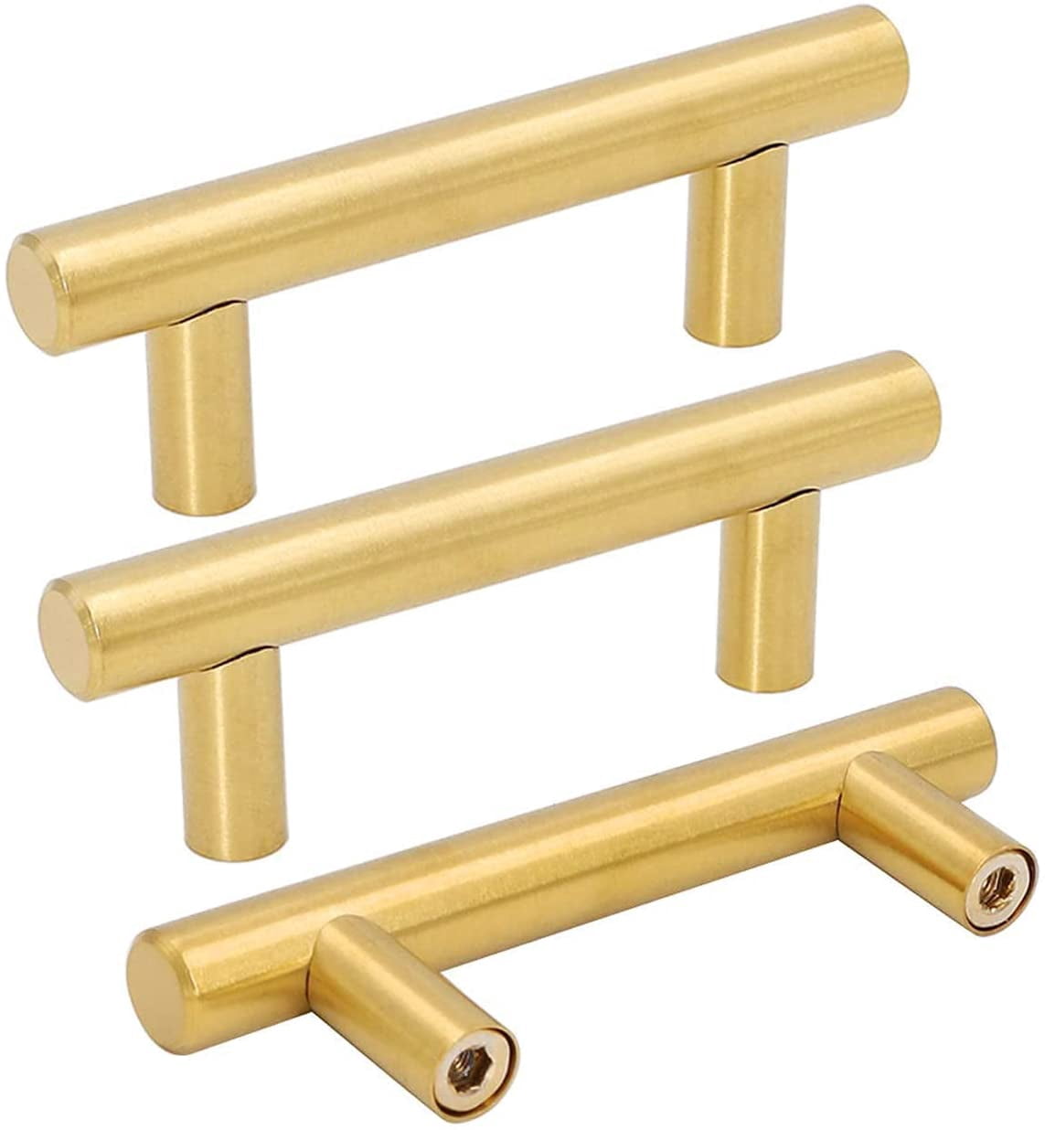 HYKE 10 Pack Gold Drawer Pulls Brushed Brass Cabinet Pulls - Gold ...