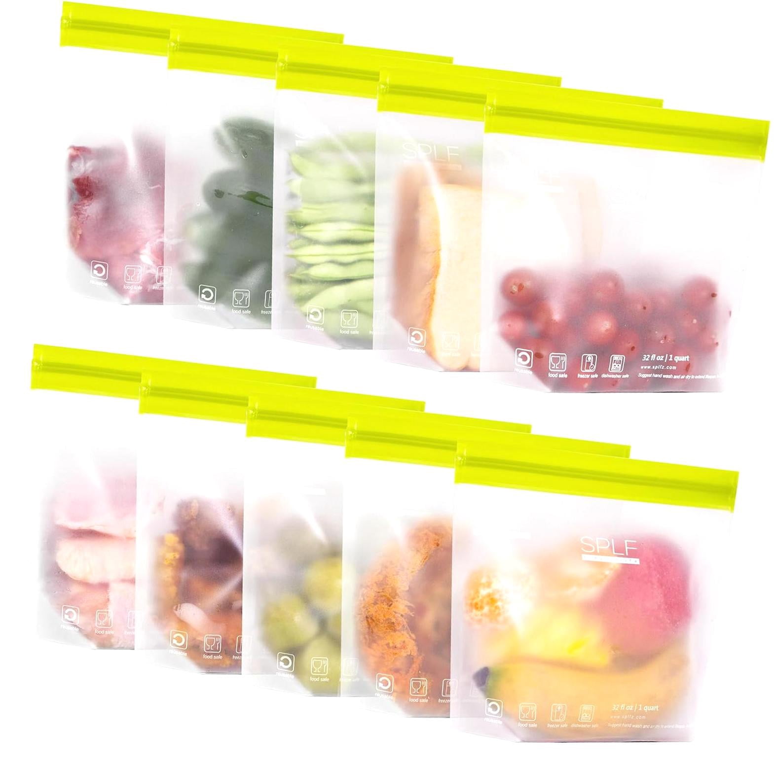 HYKE 10 Pack Quart Freezer Bags Dishwasher Safe, Extra Thick Leakproof ...