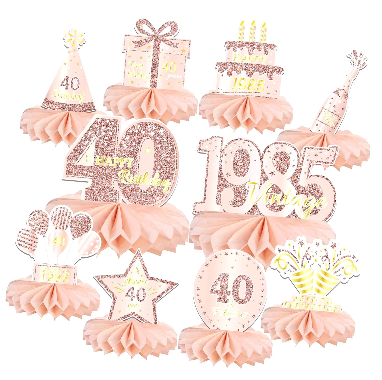 HYKE 10-Piece 40th Birthday Decorations Centerpieces for Table Decor ...