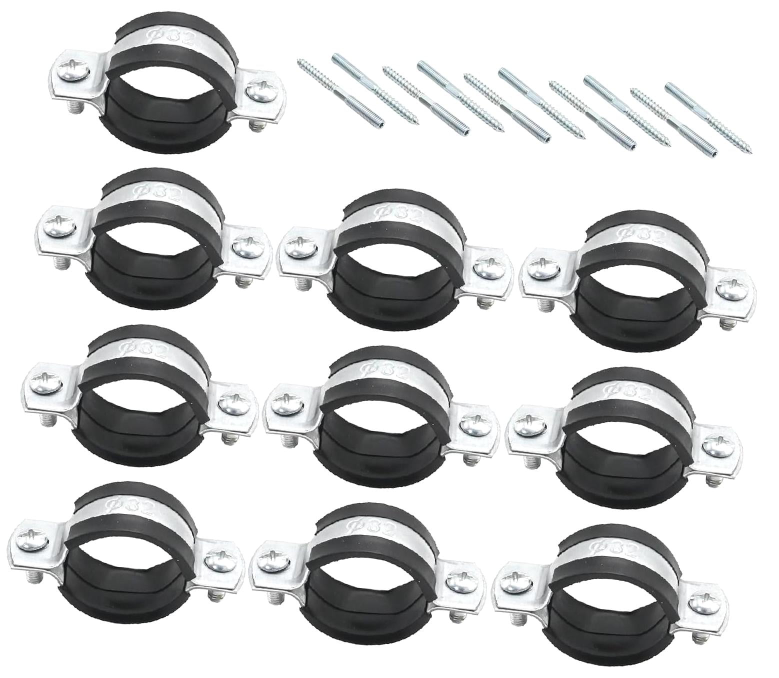 HYKE 10-Piece Pipe Bracket Clamp Set, Split Hanger for Pipes, Wall and ...